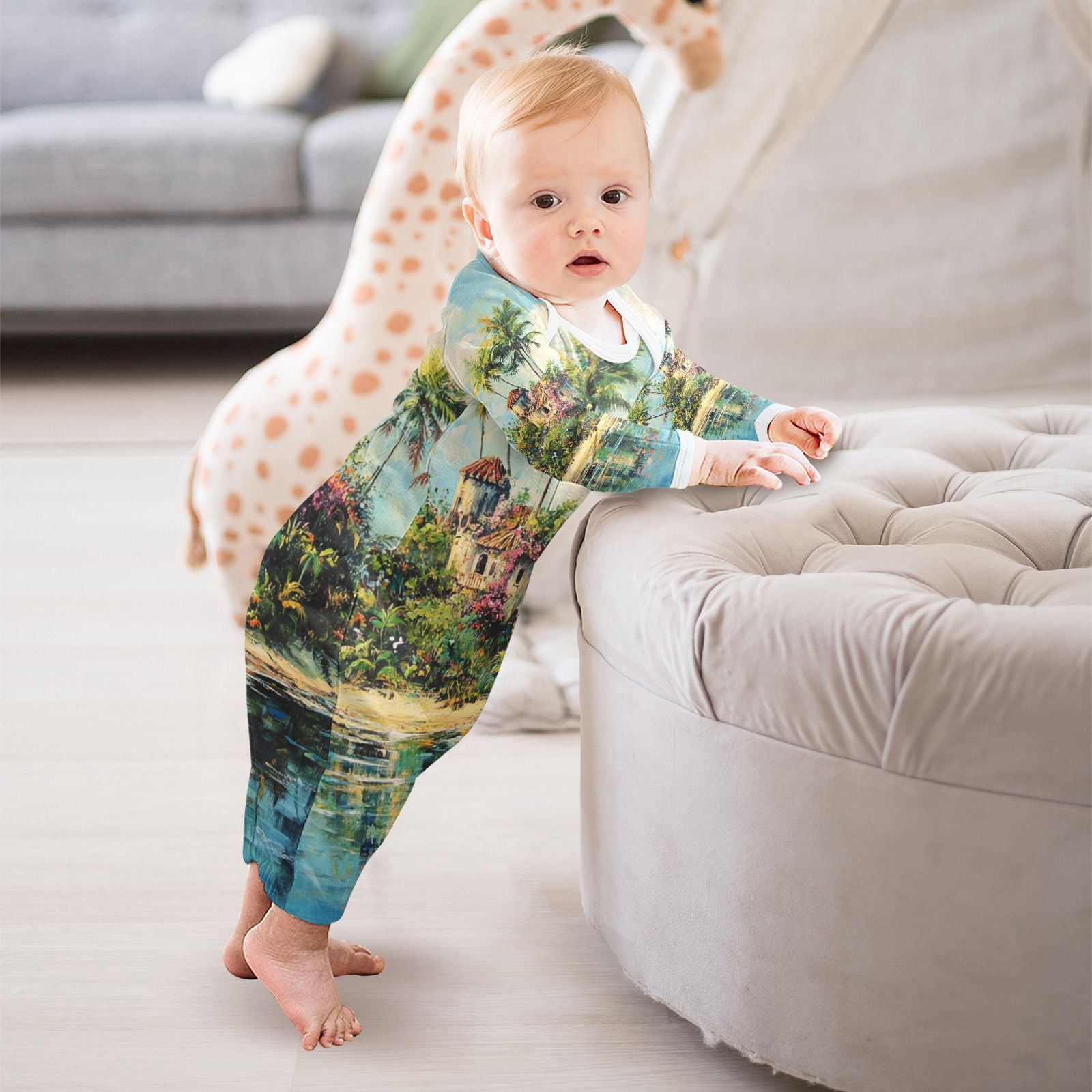 Watercolor Paradise Island Newborn Baby Sleeper Gowns Baby Nightdress ...