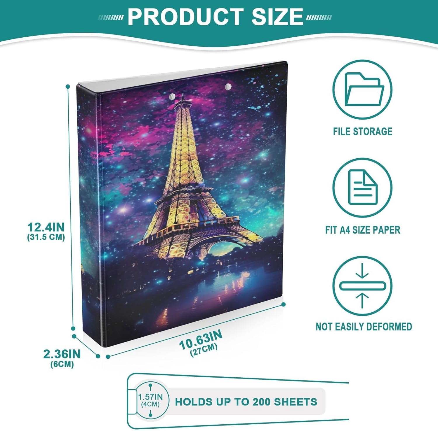 Watercolor Paris Eiffel Tower 3 Ring Binder With Clipboards 1.5 Inch D ...