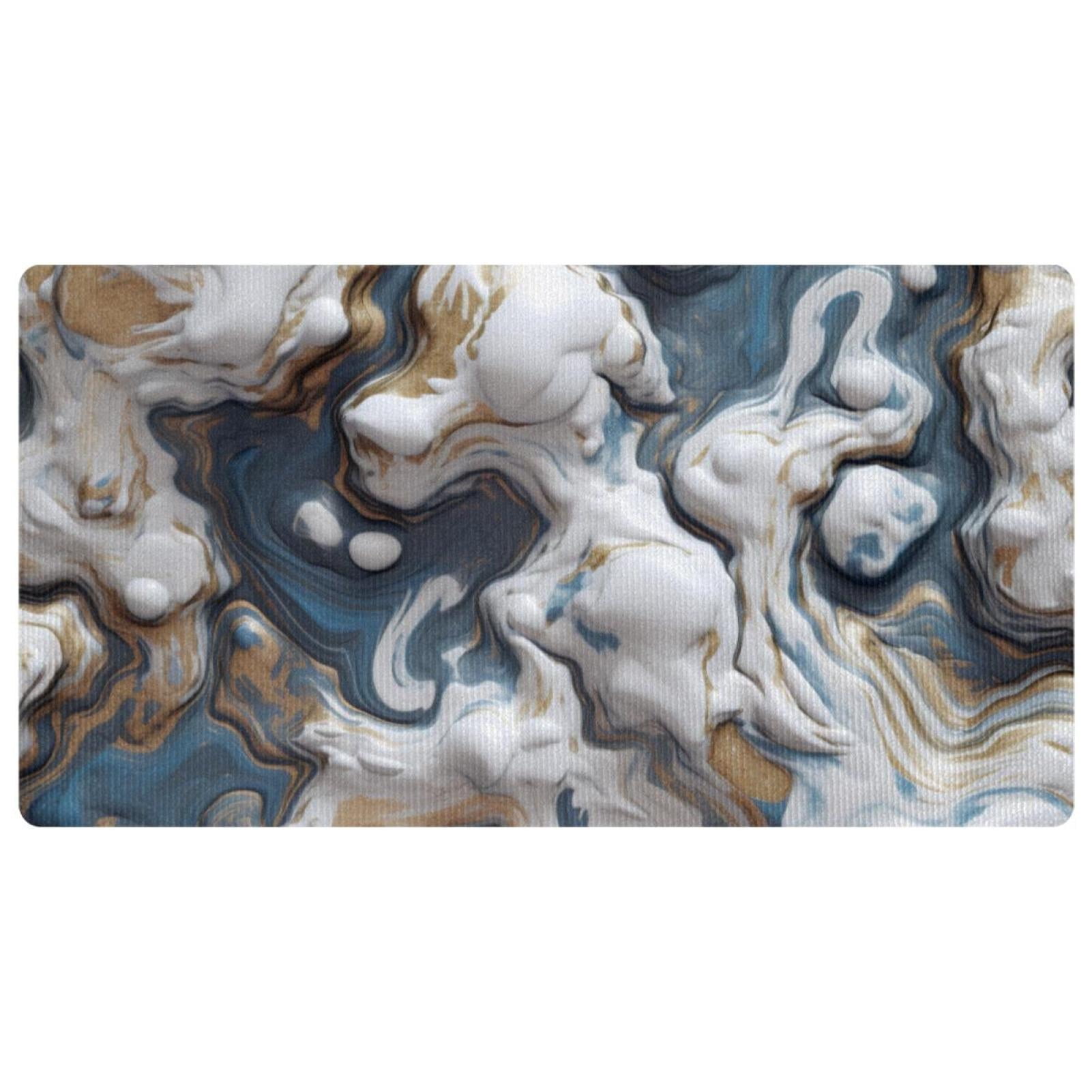 Watercolor Paste Marble Kitchen Mat,Cushioned Anti Fatigue Waterproof ...