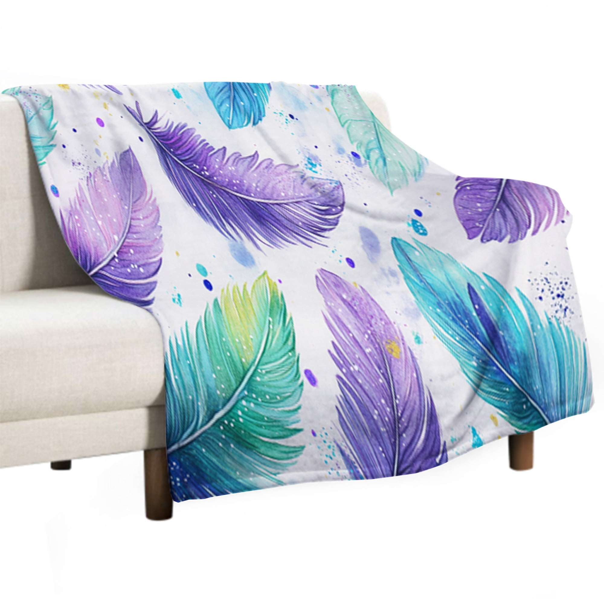 Watercolor Pastel Feather Pattern Throw Blanket Blanket Classic Vintage Goth Throw Blankets ...