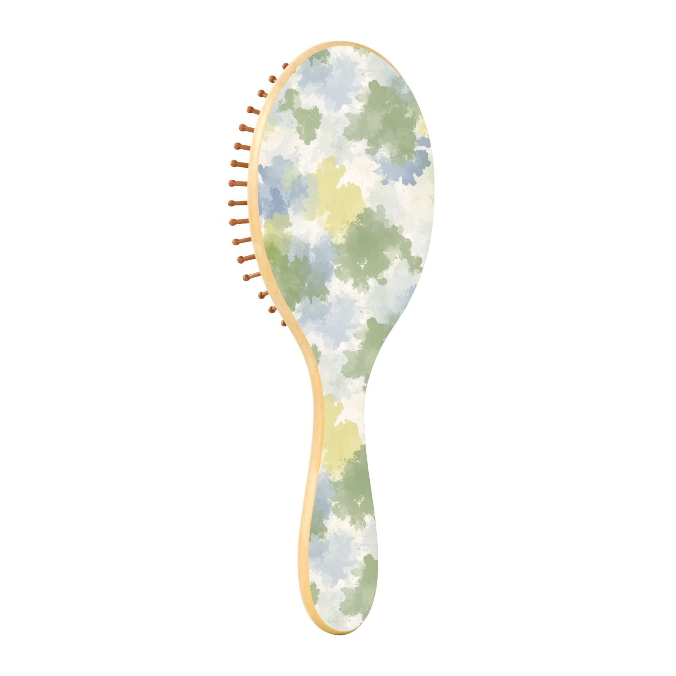 Watercolor Pattern Design Natural Wooden Hair Brush with Cushion for ...