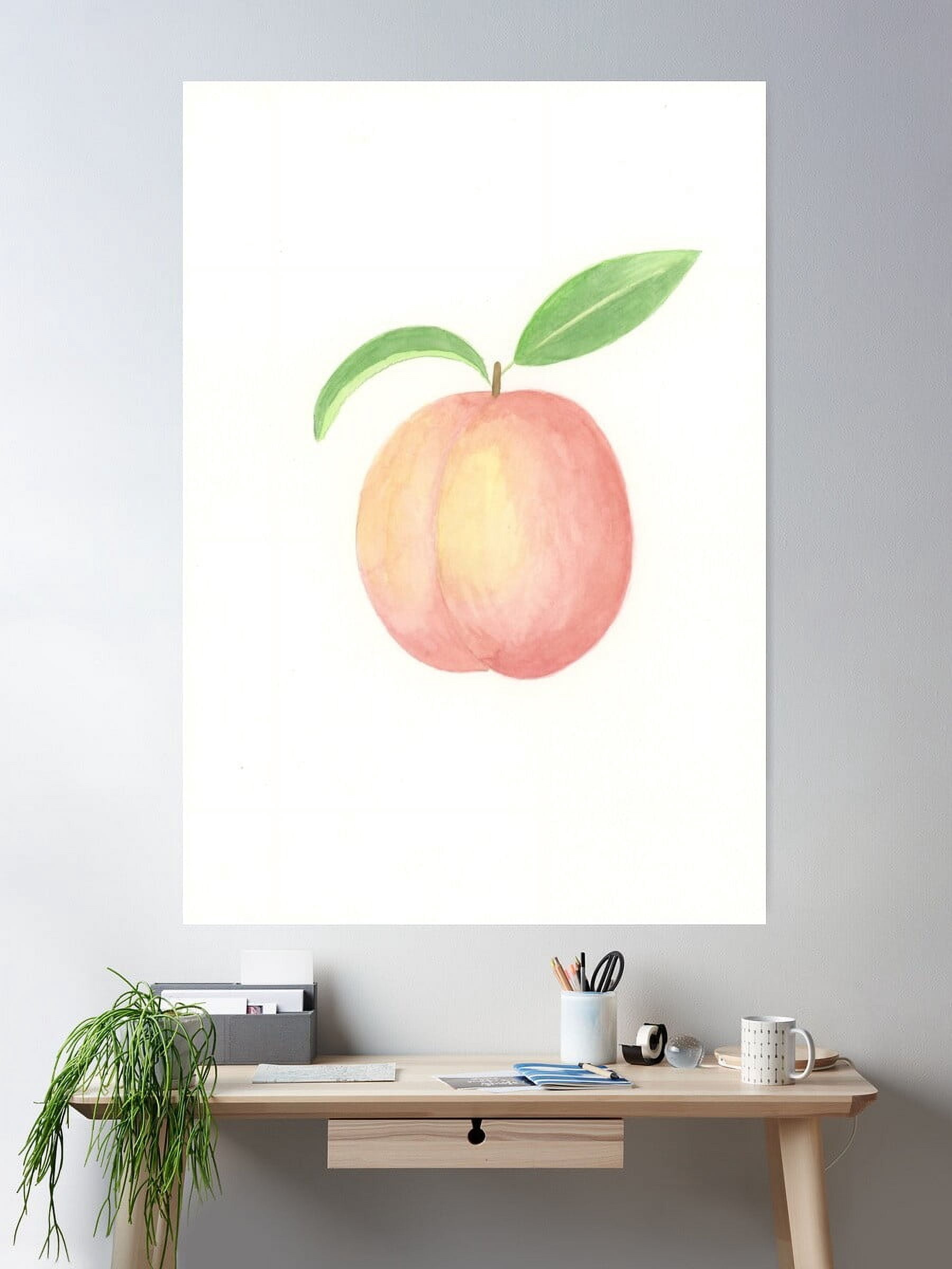 Watercolor Peach Poster Wall Art, Modern Wall Decor For Living Room ...