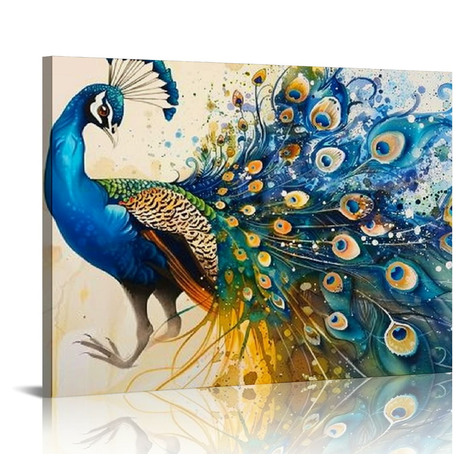 Watercolor Peacock Beautiful Feather Canvas Wall Art Aesthetic Peacocks ...