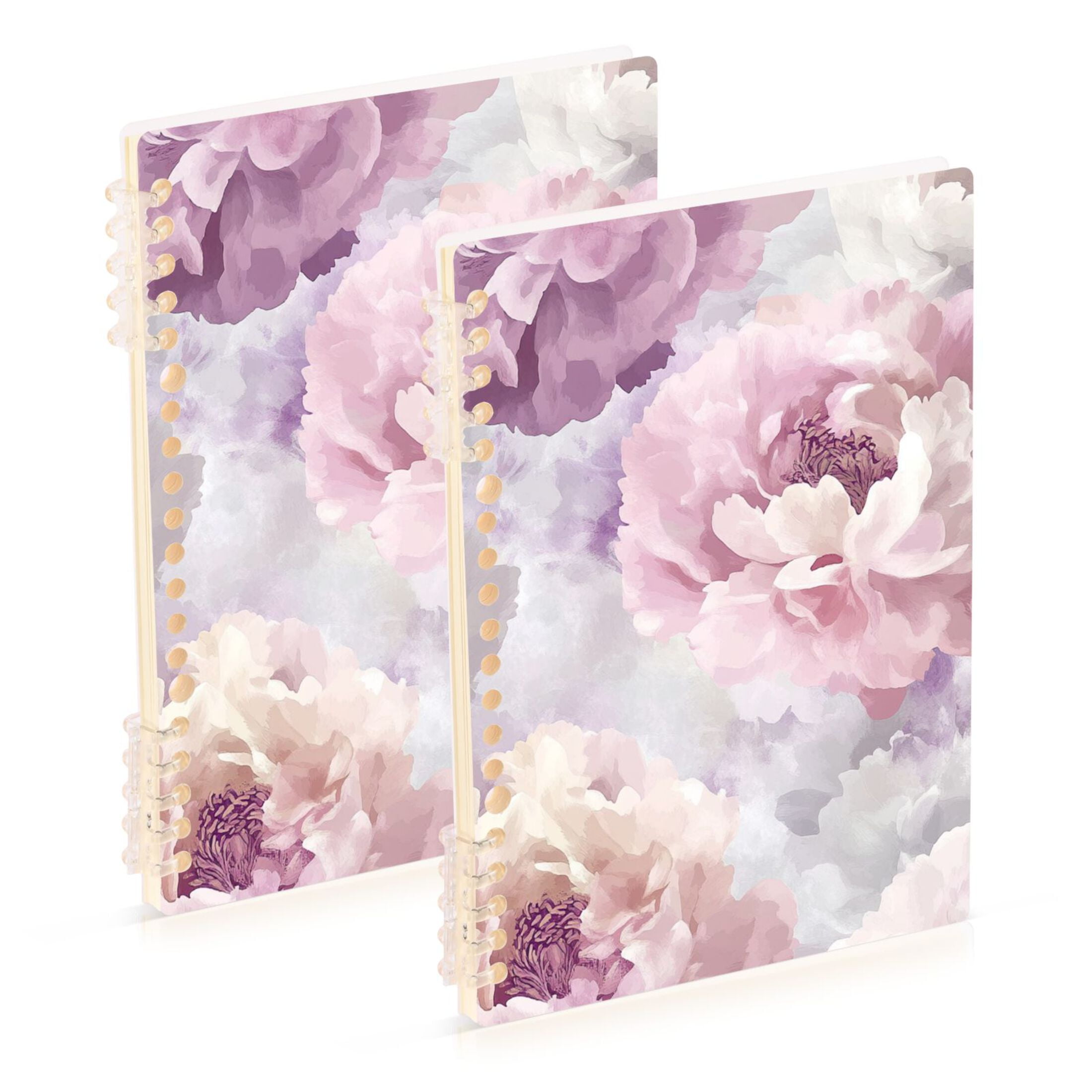 Watercolor Peonies Flowers Soft Color Notebook Detachable Coil Notebook ...
