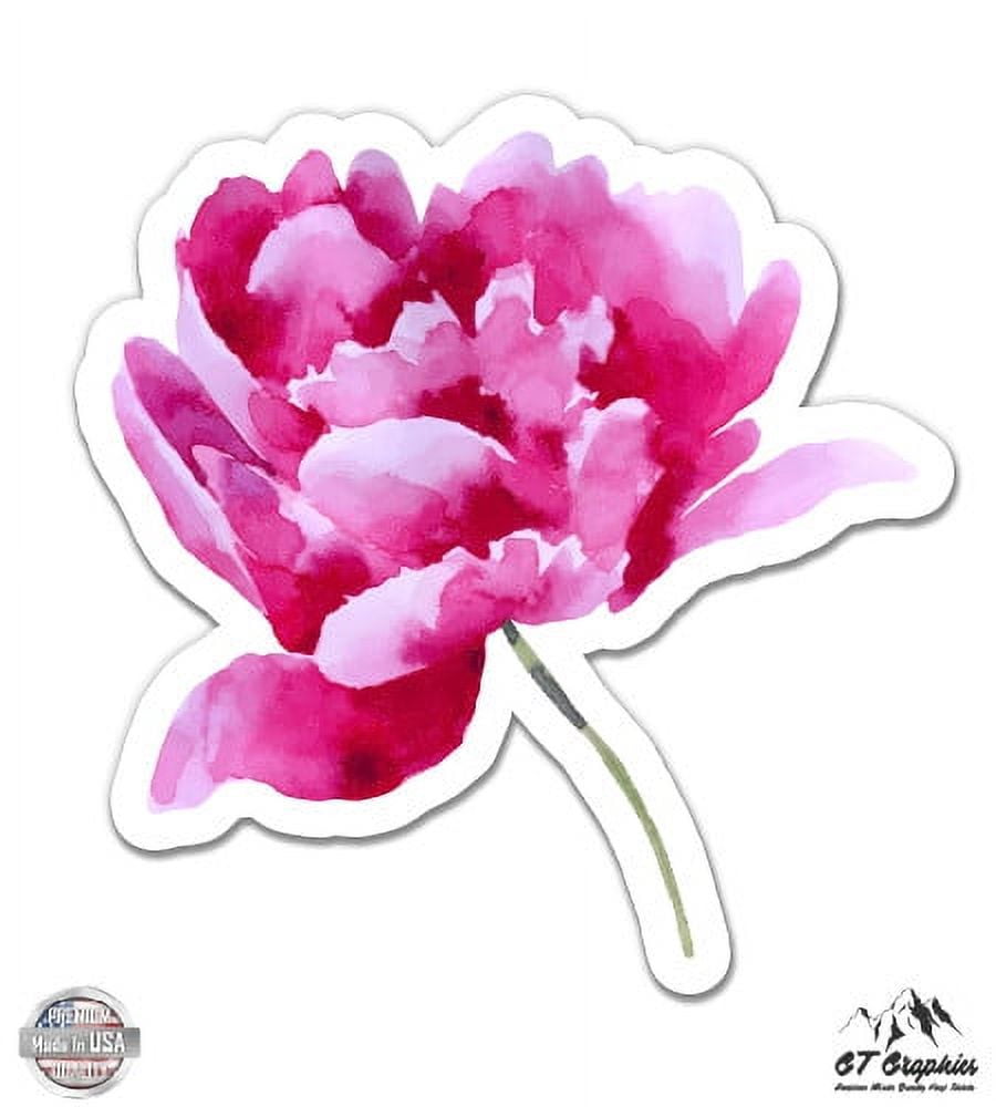 Watercolor Peony - 5" Vinyl Sticker - For Car Laptop I-Pad - Waterproof ...