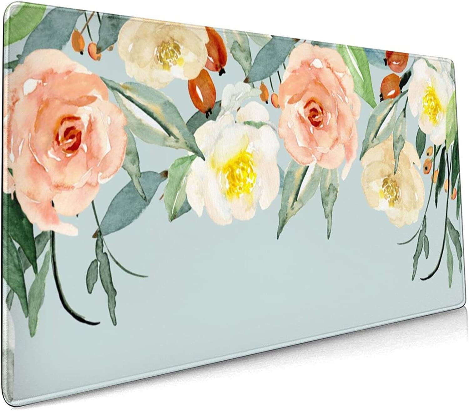 Watercolor Peony Flower Extended Mouse Pad 35.4x15.7 Inch XXL Colorful ...