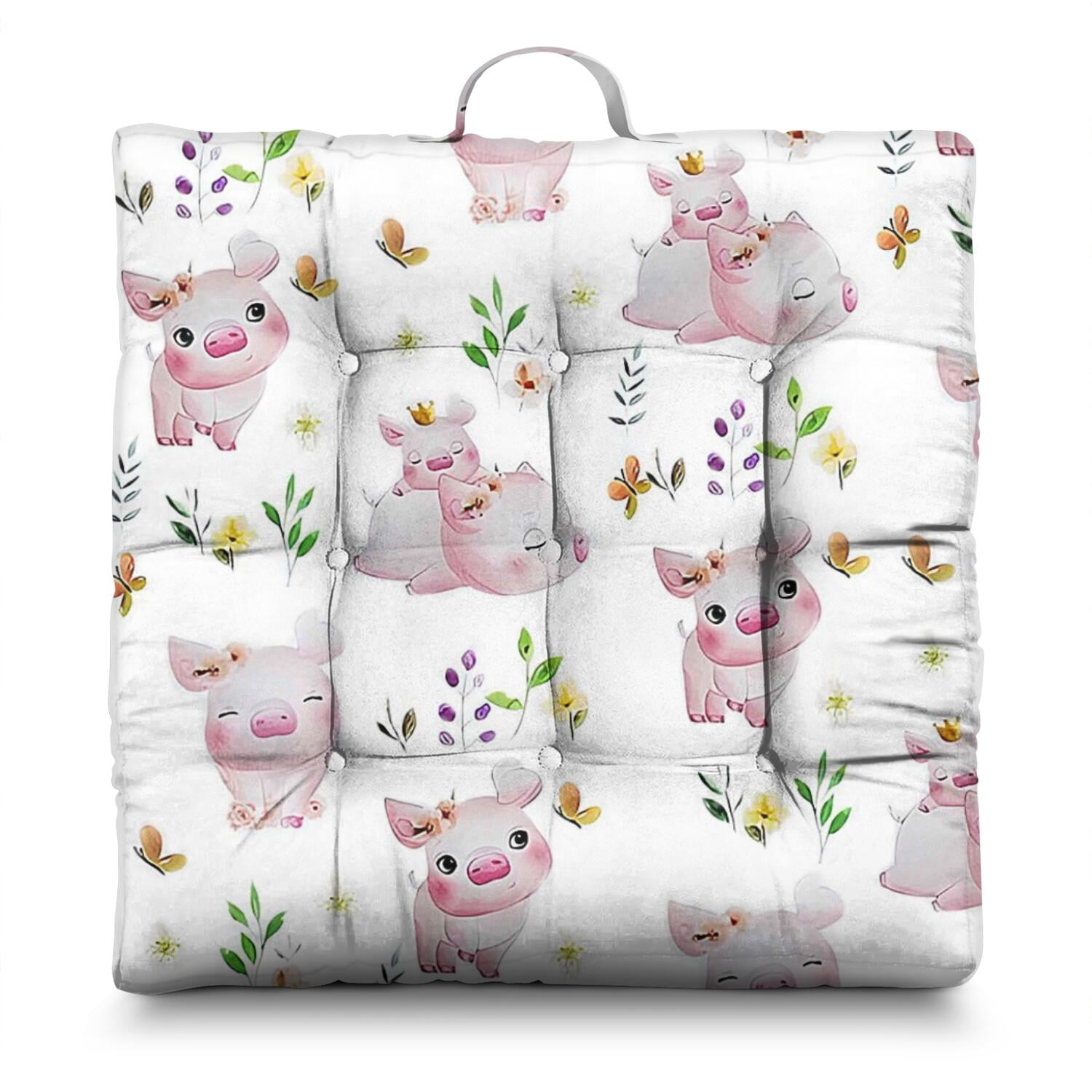 Watercolor Pig Yoga Meditation Pillow - 24" Square Supportive Cushion ...