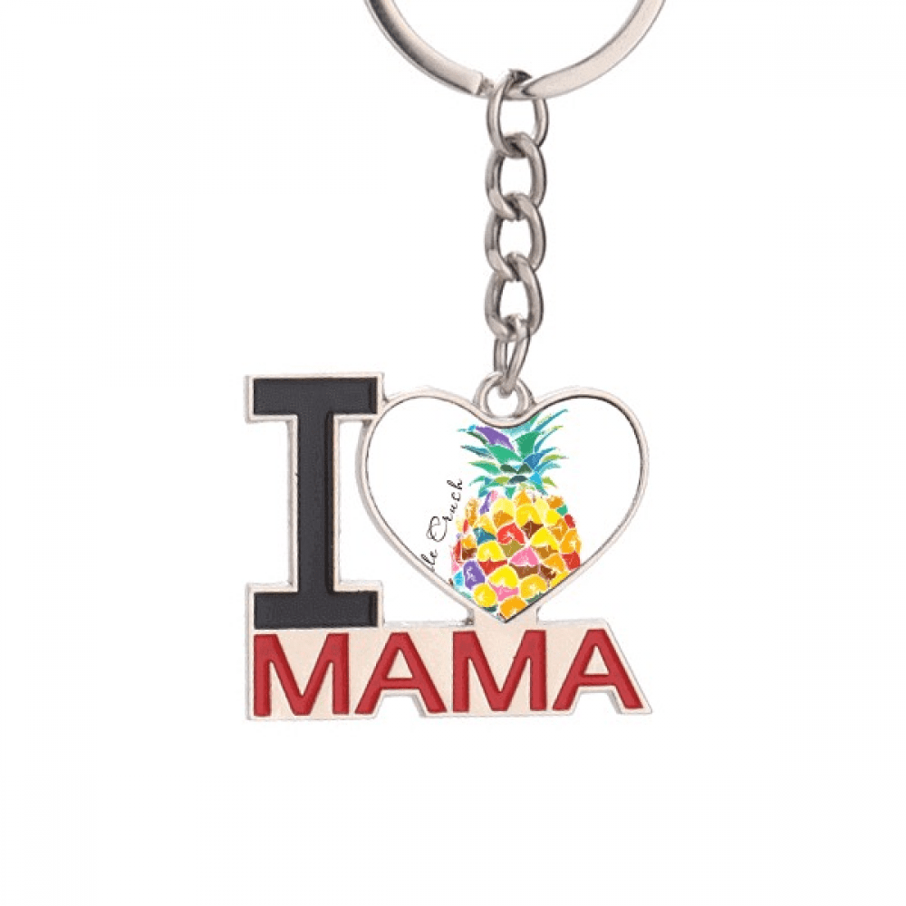 Watercolor PineFruit Tropical Fruit Keychain Metal Keyring Holder Love ...