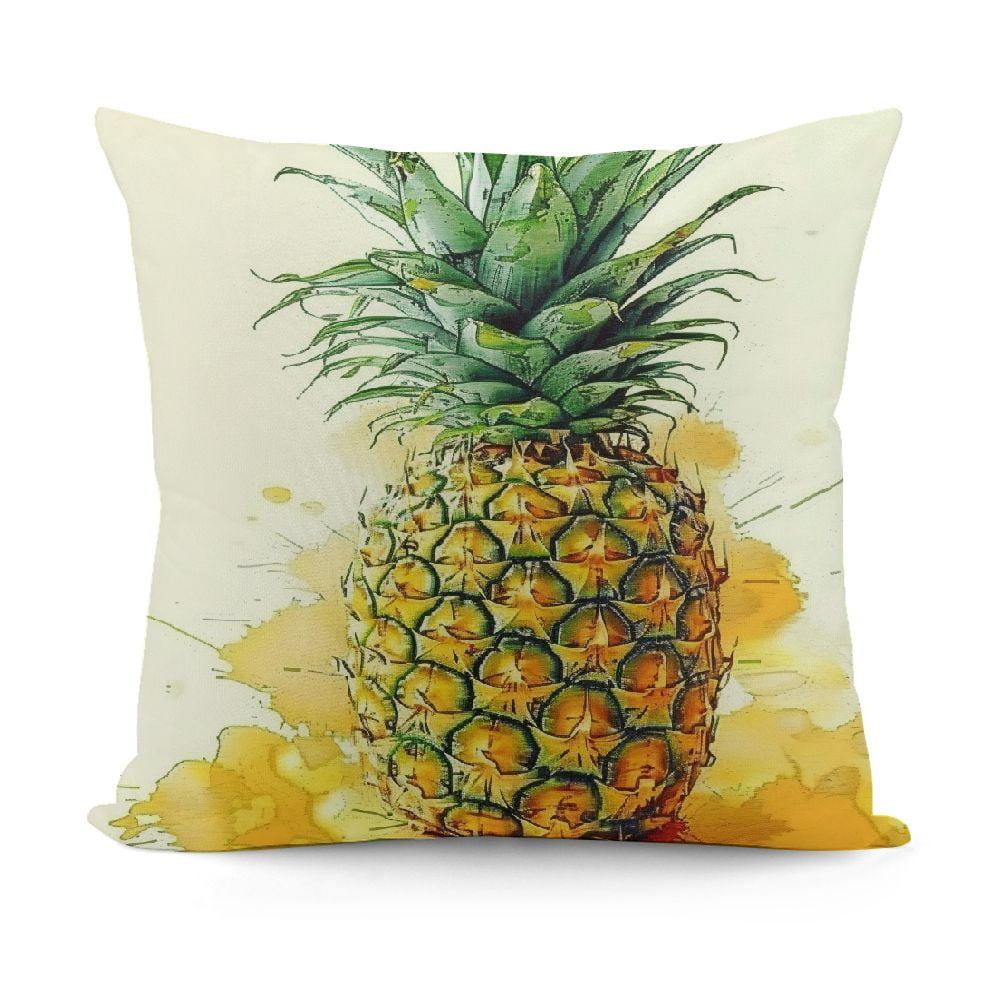 Watercolor Pineapple Plant Farmhouse Pillow Cover Ripe Pineapple ...