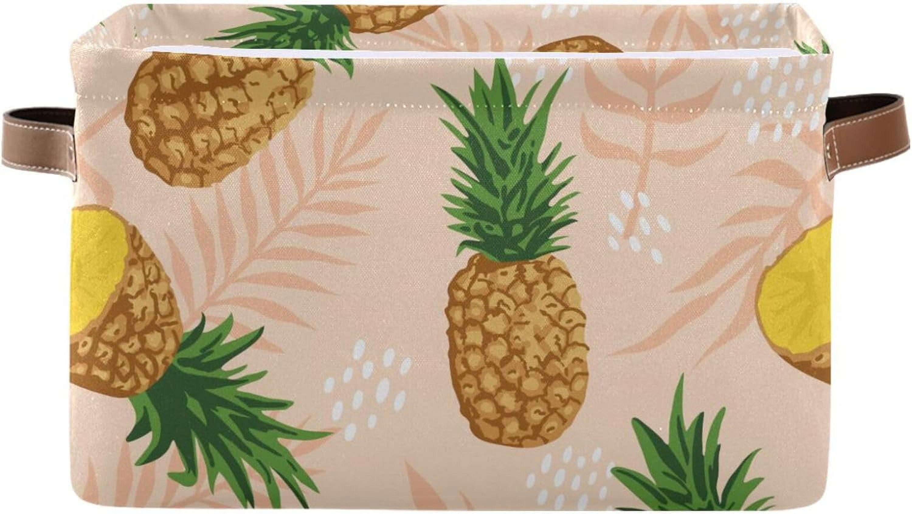 Watercolor Pineapple Storage Basket, Durable Canvas Organizer With ...