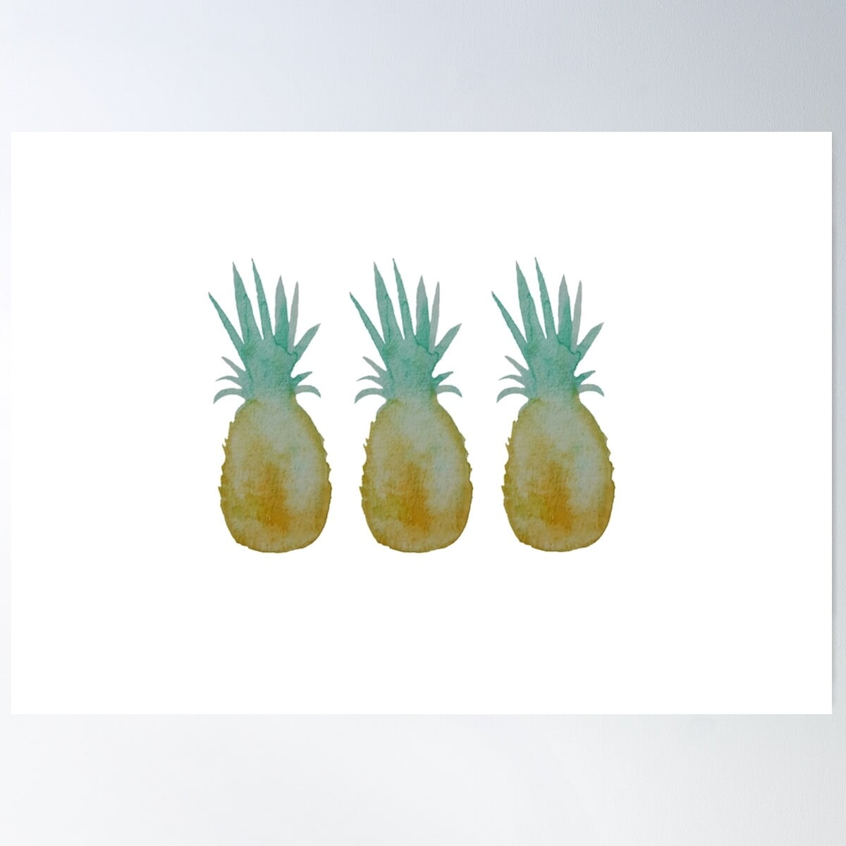 Watercolor Pineapples Poster Wall Art, Modern Wall Decor For Living ...