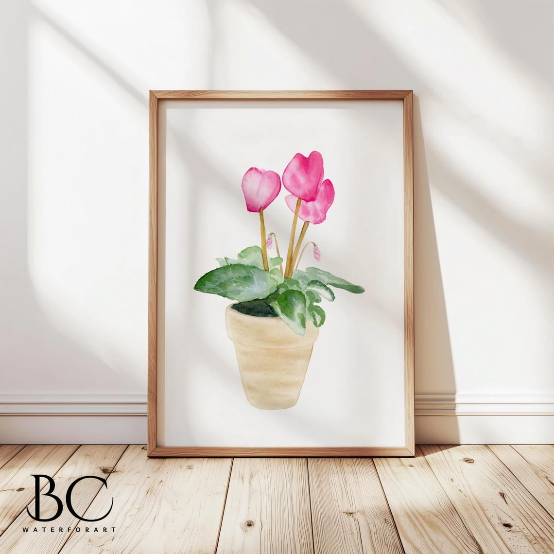 Watercolor Pink Cyclamen Print, Botanical Wall Art, Pink Farmhouse Or ...