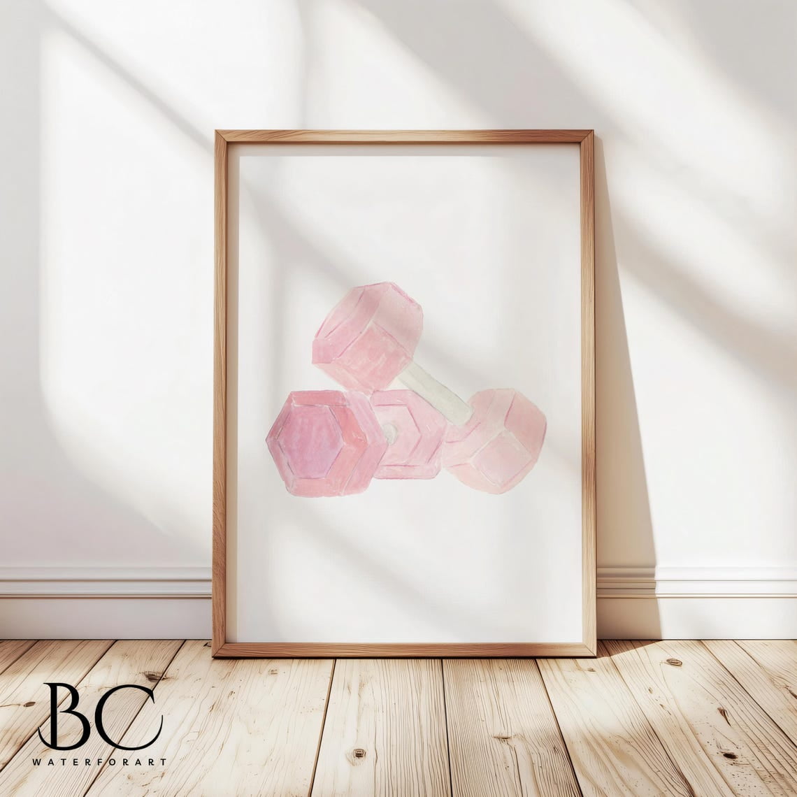 Watercolor Pink Fitness Dumbbells Art Print, Fitness Poster, Gym Lover ...