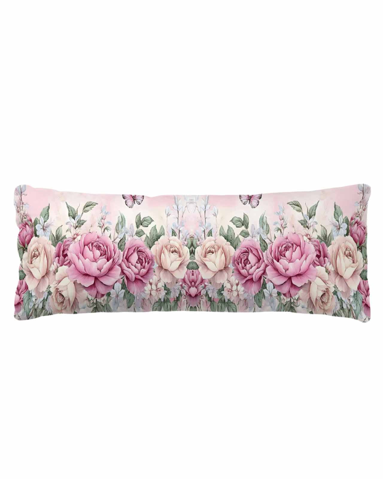 Watercolor Pink Floral Body Pillow Cover 20 x 60 Inch Decorative Pillow ...
