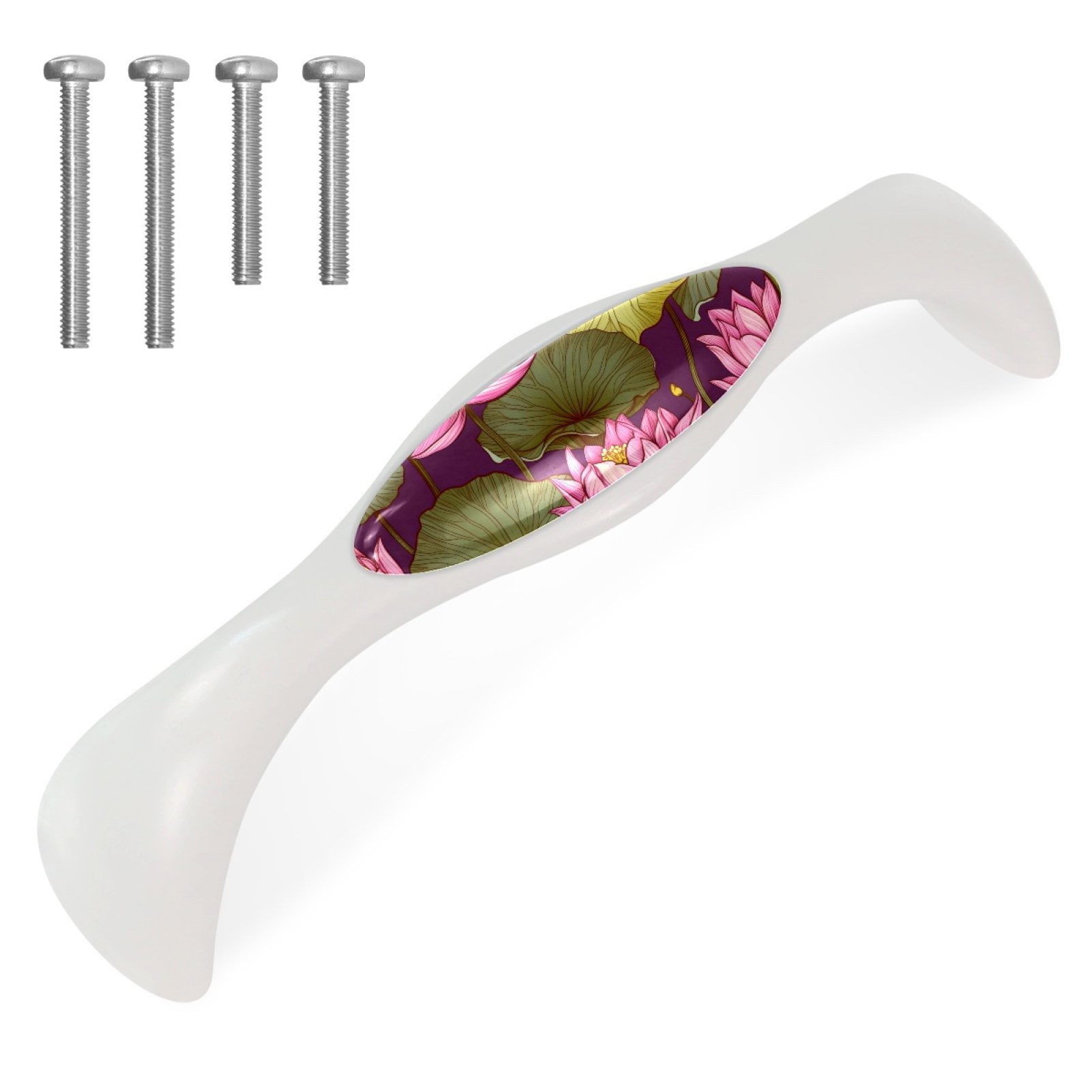 Watercolor Pink Lotus Kitchen Cabinet Pull Knobs Drawer Hardware ...