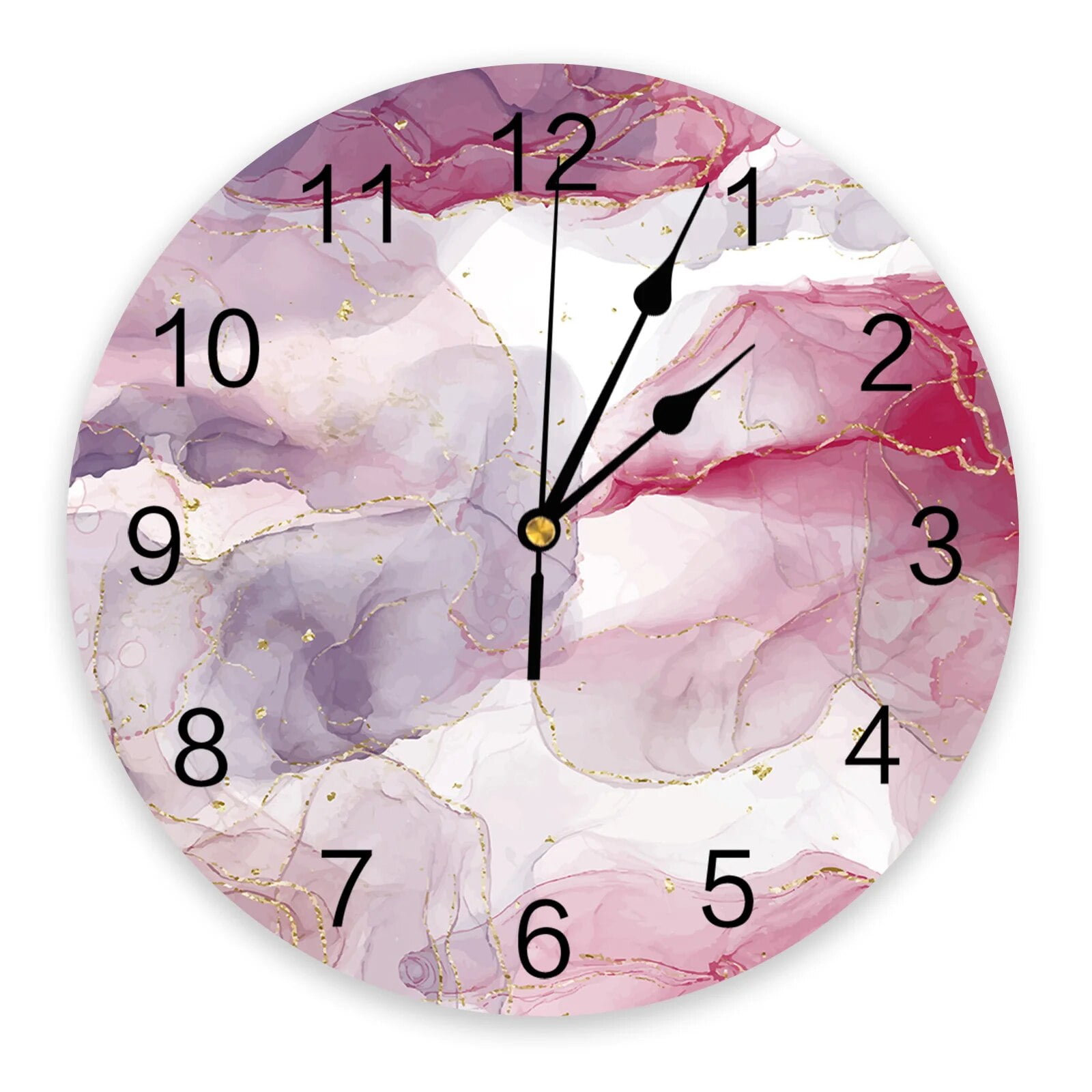 Watercolor Pink Marble Clocks Wall Home Decor Modern Kitchen Room ...