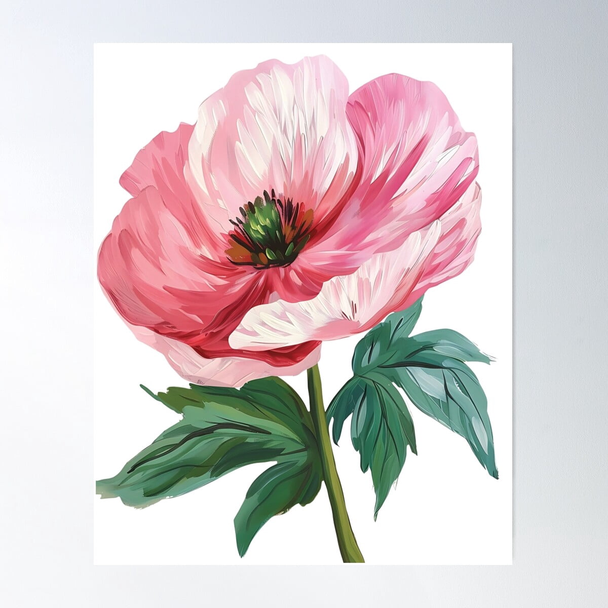 Watercolor Pink Poppy Flower Poster Wall Art, Modern Wall Decor For ...
