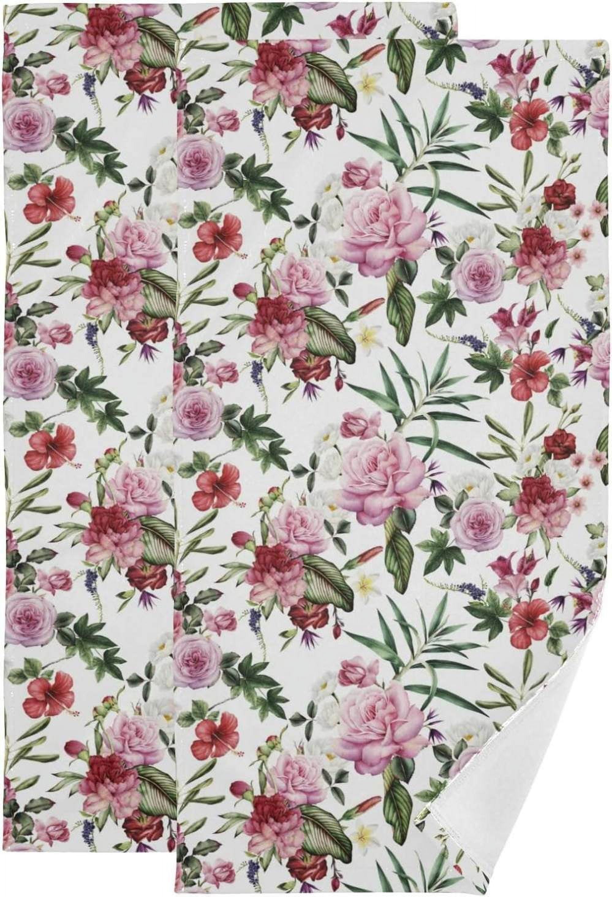 Watercolor Pink Rose Hand Towels, Spring Flower Vintage Kitchen Towel Ultra Soft and Absorbent ...