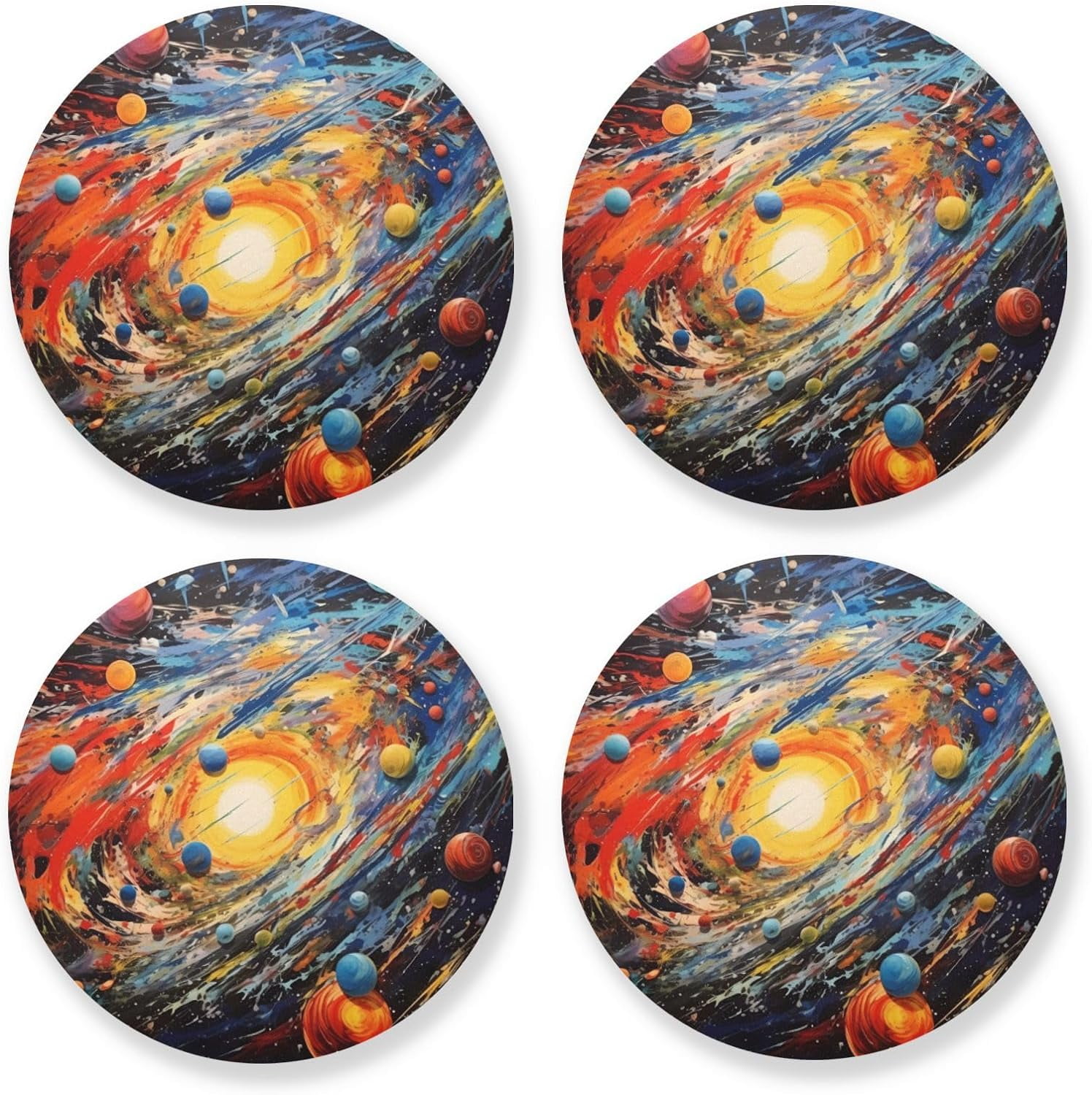Watercolor Planets Drinks Coasters, Non-Scratch Cork Base Round Cups ...