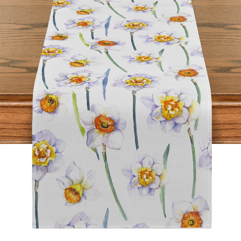 Watercolor Plants Branches Table Runner Wedding ration Cloth Dining r ...