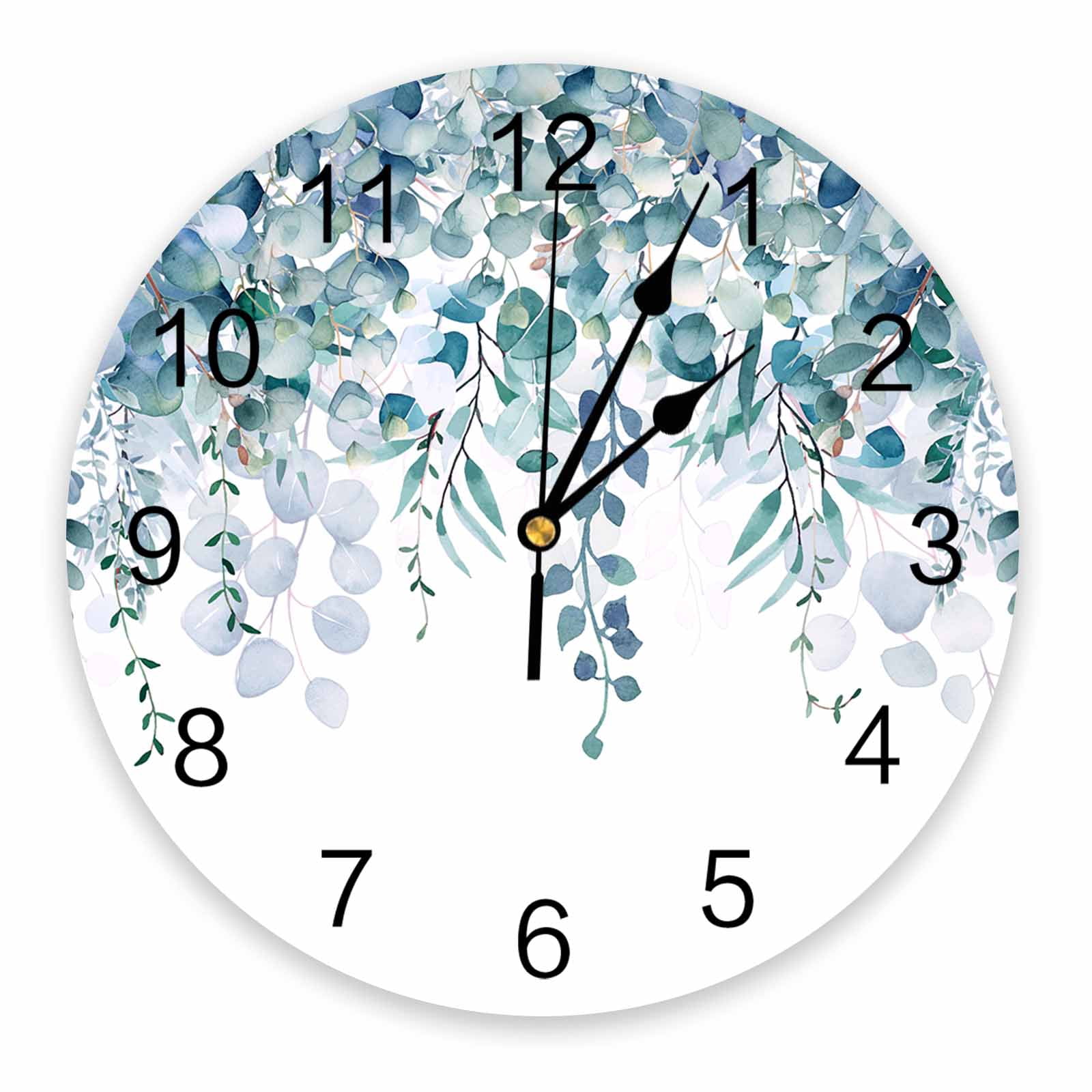 Watercolor Plants Eucalyptus Leaves Rural Retro Printed Wall Clock ...