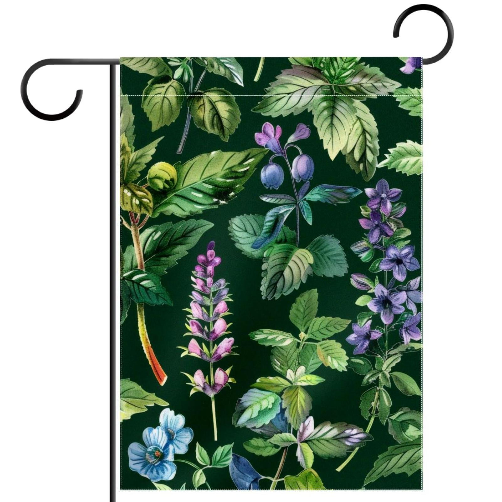 Watercolor Plants Flowers Seamless Pattern Double Sided Garden Flag ...