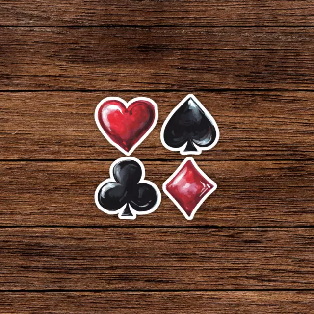 Watercolor Playing Card Suits Stickers - Heart, Spade, Club, Diamond ...