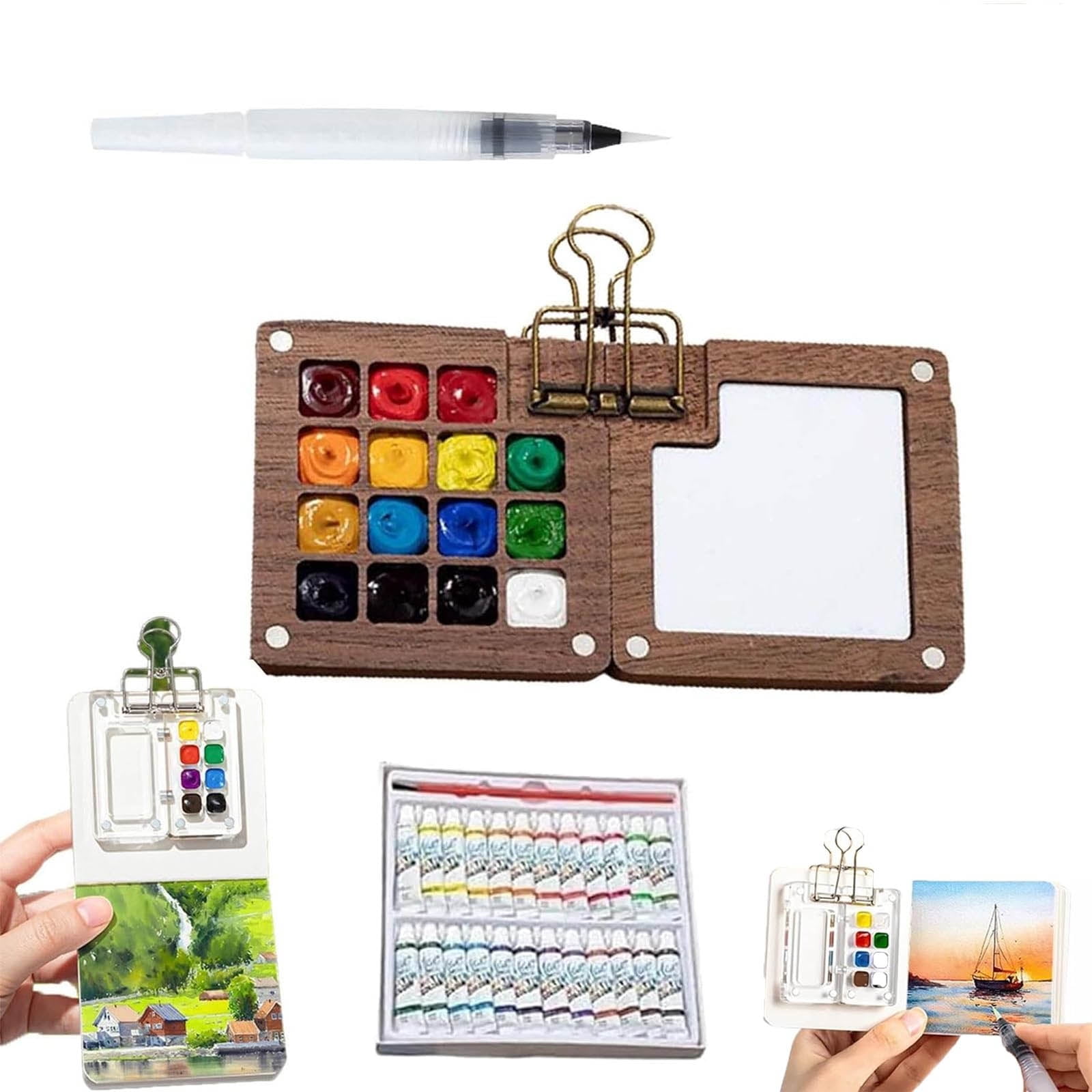 Watercolor Pocket Kit,Mini Watercolor Set,with Picture Book, Travel ...