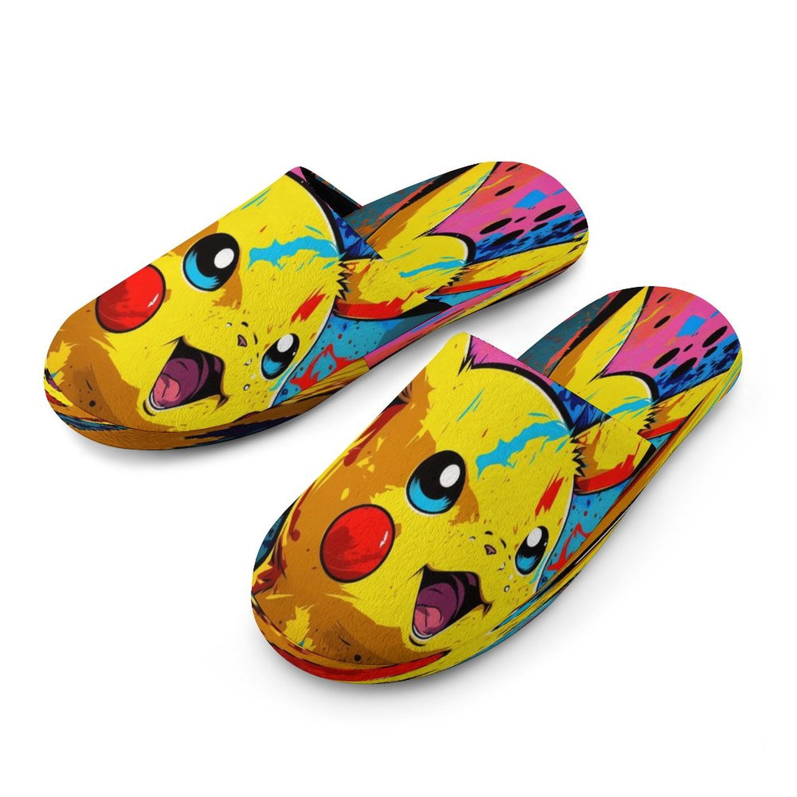 Watercolor Pokemon Pikachu Slippers for Mens Unisex Cozy Memory Foam ...