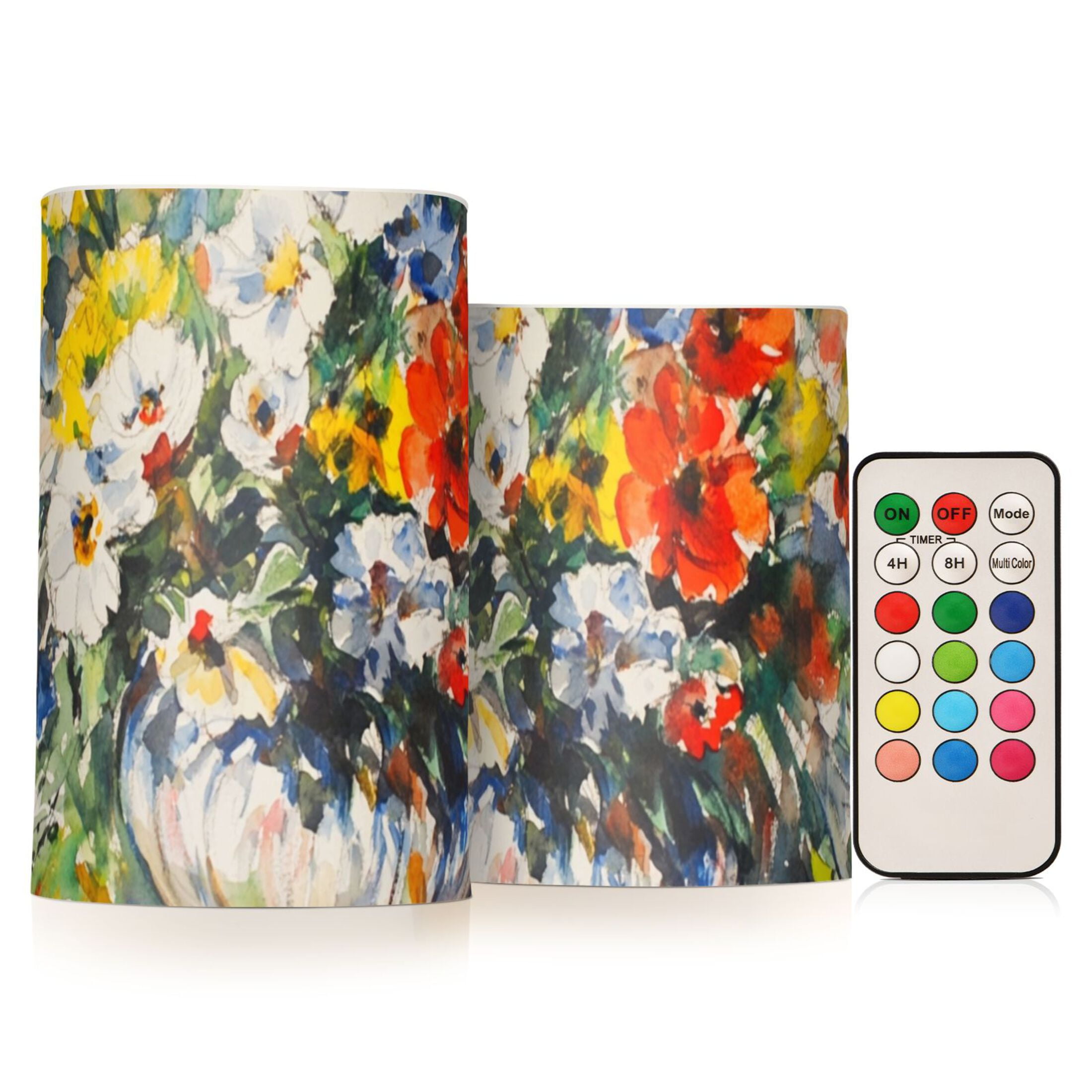 Watercolor Pretty Flowers Flickering Flameless Candles Battery Operated ...