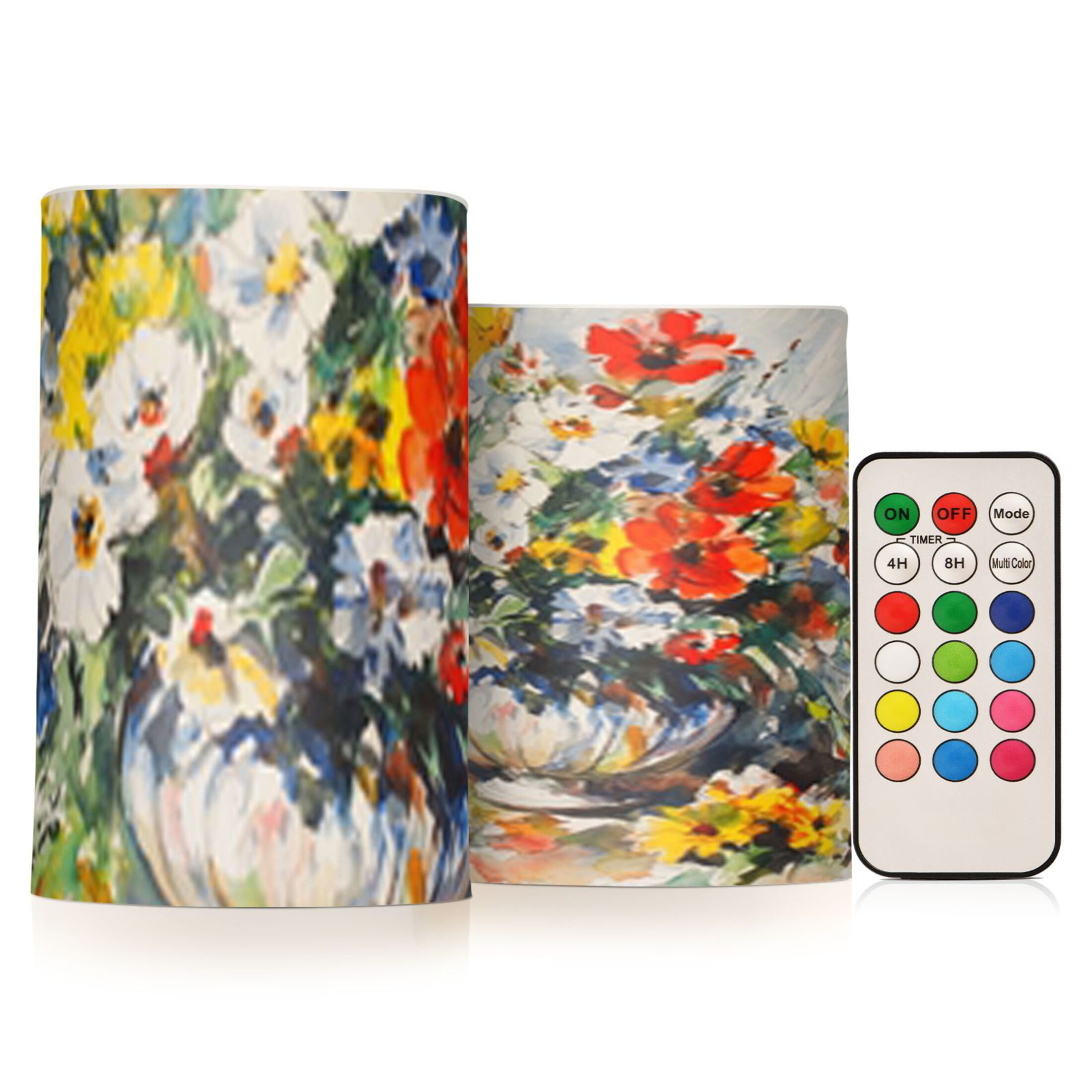 Watercolor Pretty Flowers Flickering Flameless Candles Battery Operated ...