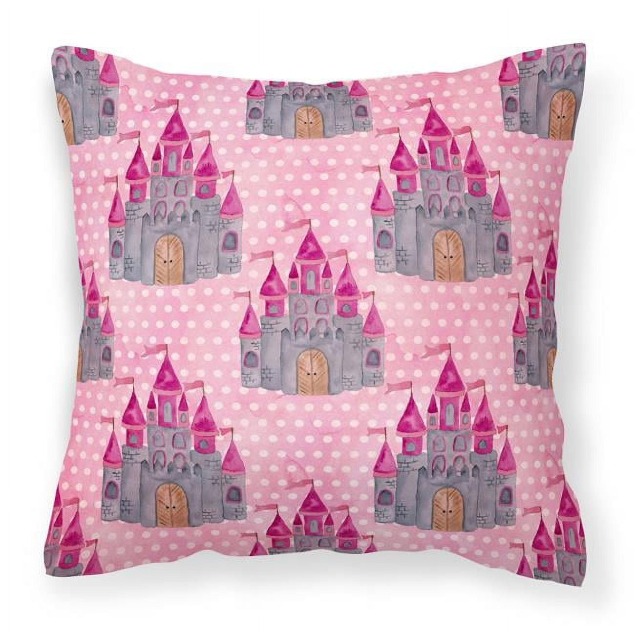 Watercolor Princess Castle Fabric Decorative Pillow - 14 x 14 in ...