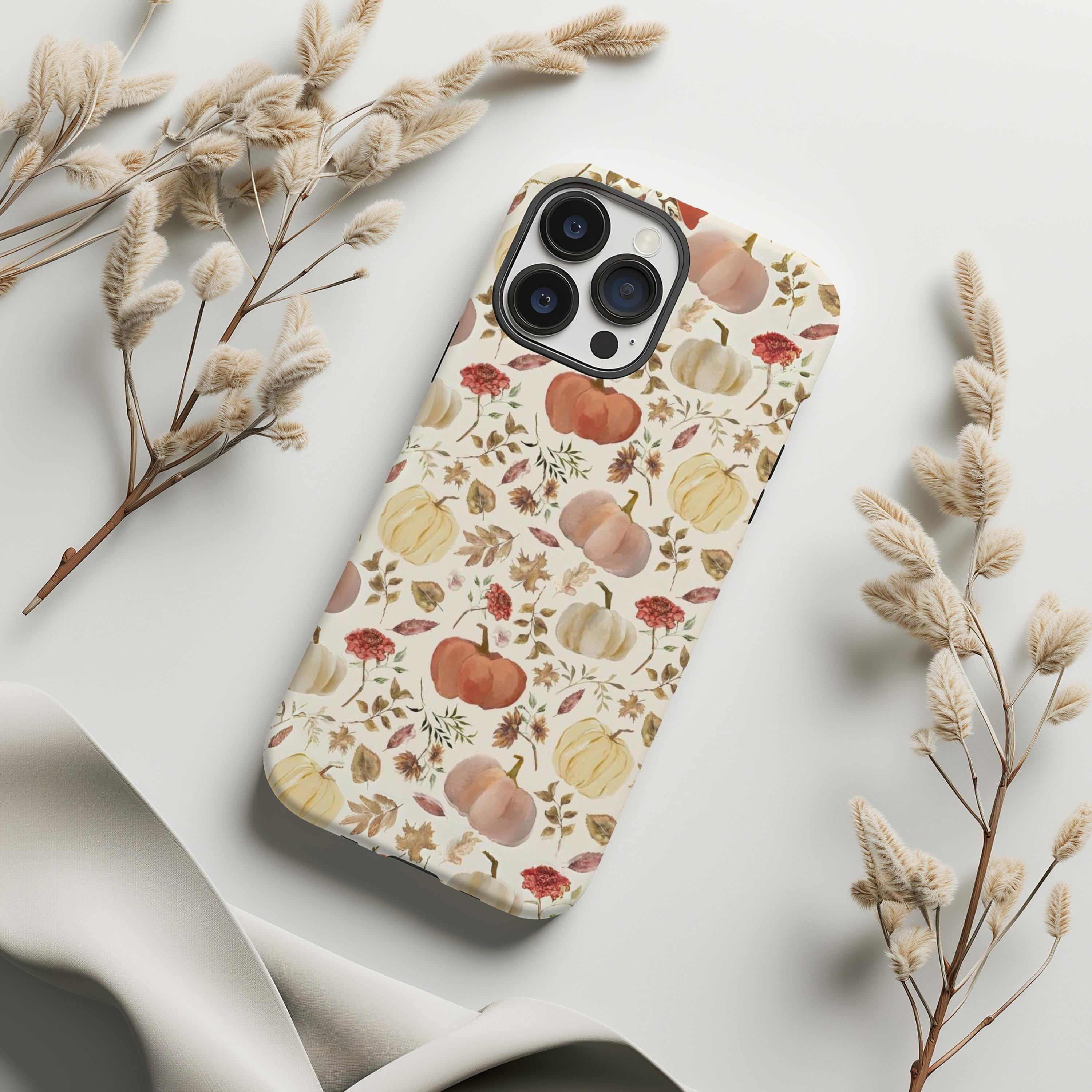 Watercolor Pumpkin Glow Phone Case Autumn Leaves Art for iPhone 17 11 ...