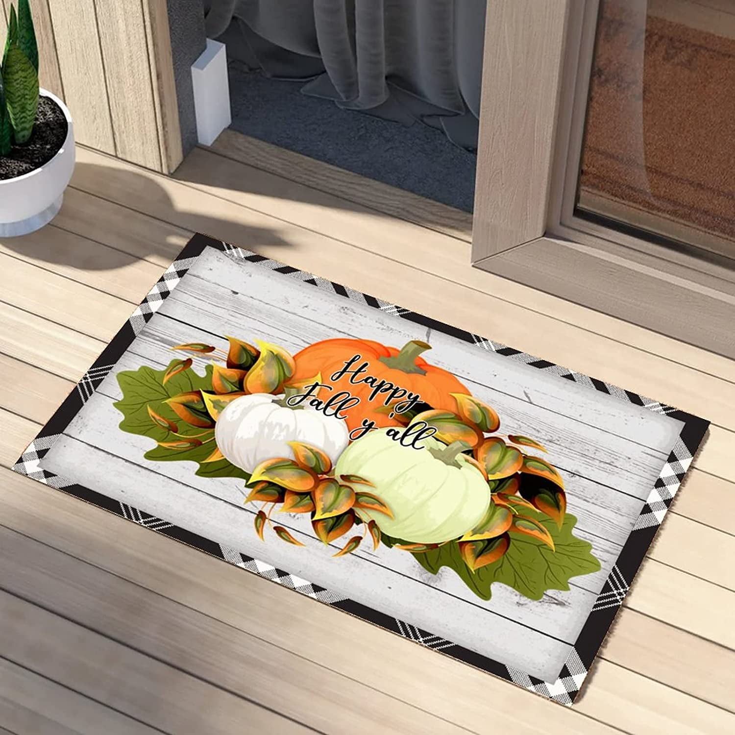 Watercolor Pumpkins Fall Decor Welcome Mat Autumn Decor Pumpkins Front ...