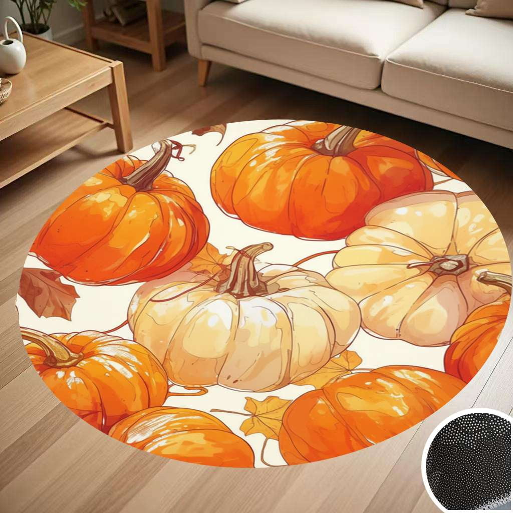 Watercolor Pumpkins Round Carpet Living Room Bedroom Home Decoration ...