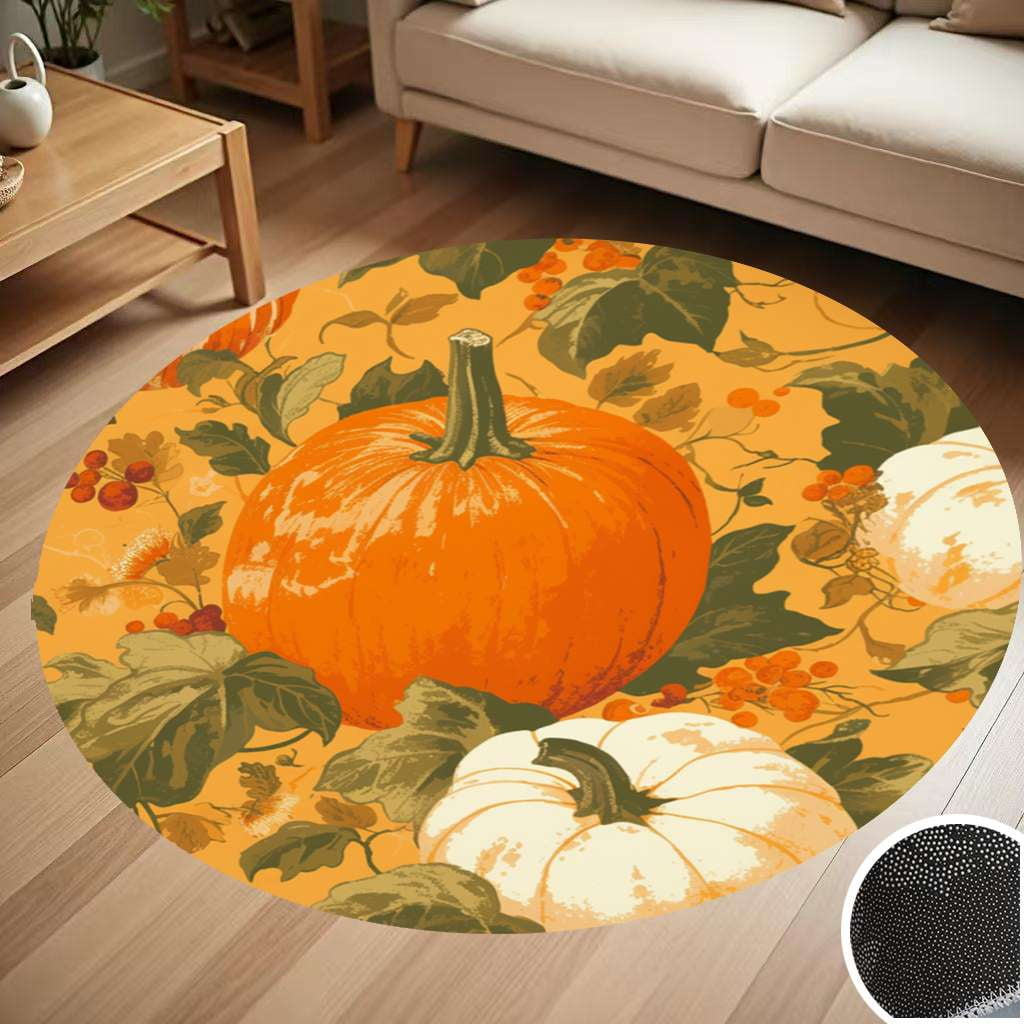 Watercolor Pumpkins Round Carpet Living Room Bedroom Home Decoration ...