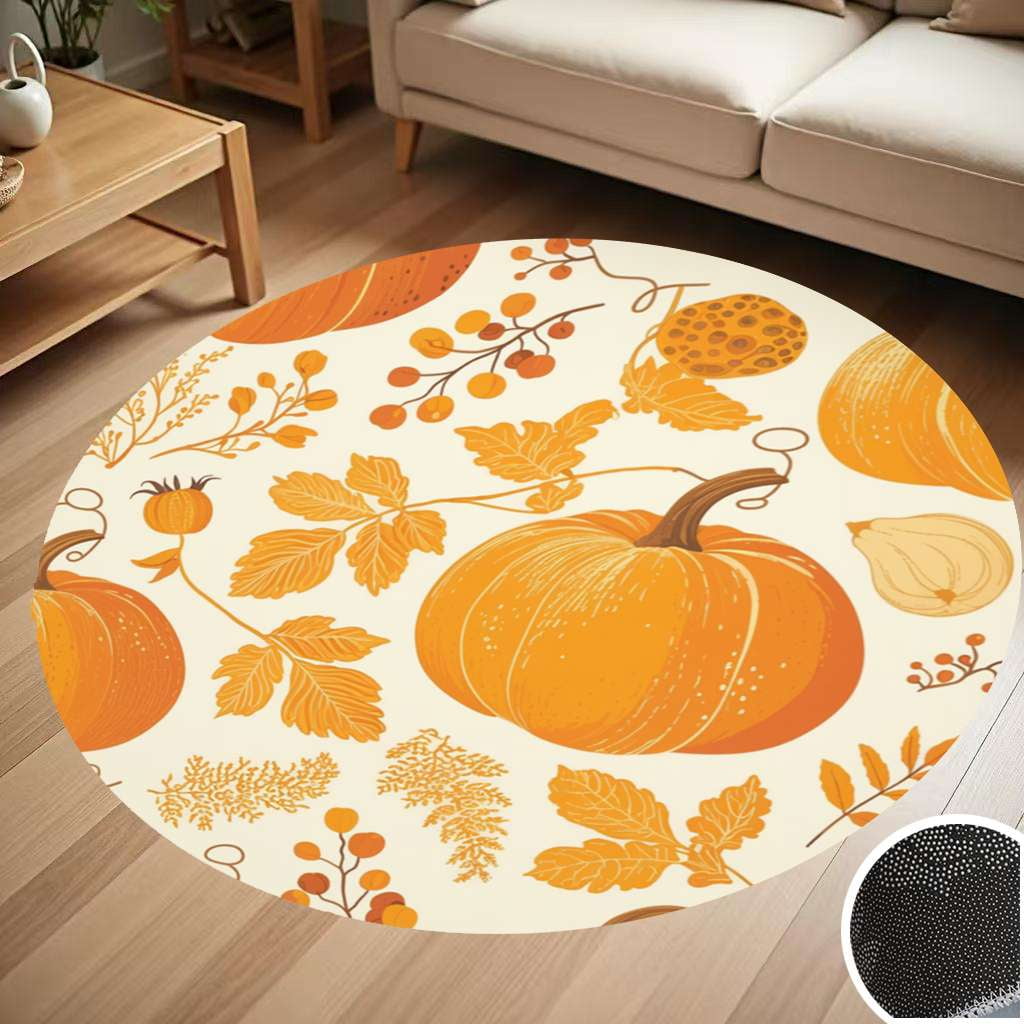 Watercolor Pumpkins Round Carpet Living Room Bedroom Home Decoration ...