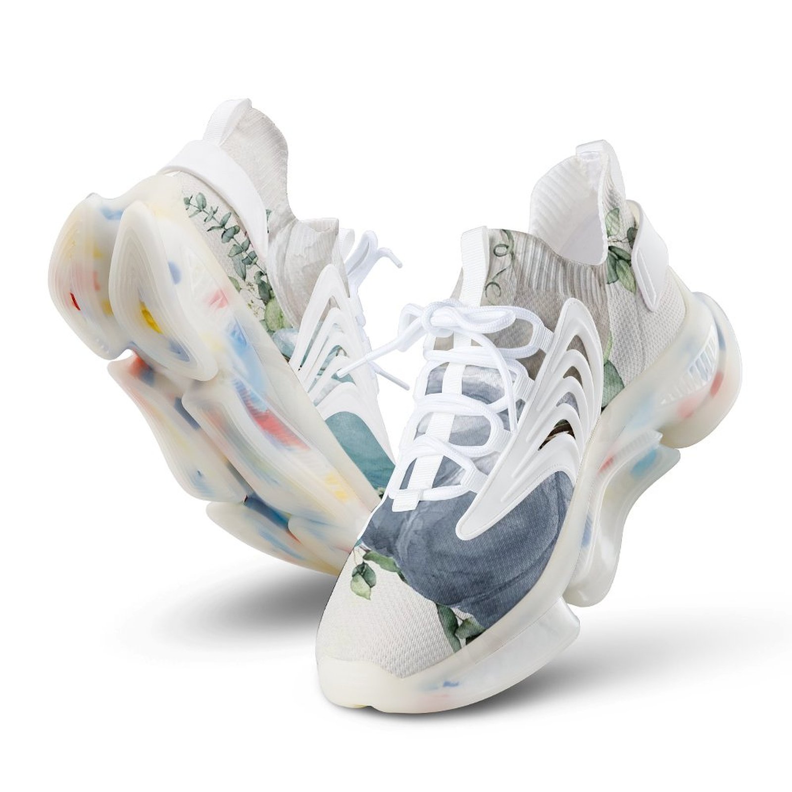 Watercolor Pumpkins White Blue Walking Shoes for Men Woman Lightweight ...