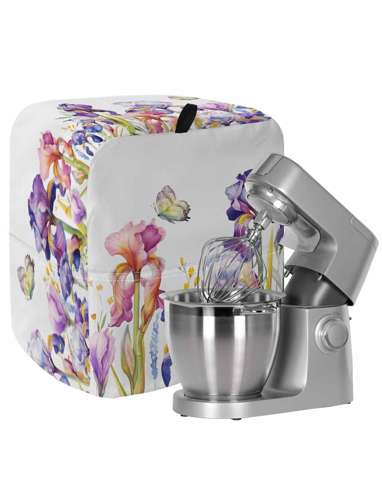 Watercolor Purple Floral, Stand Mixer Dust Cover with Storage Pocket ...