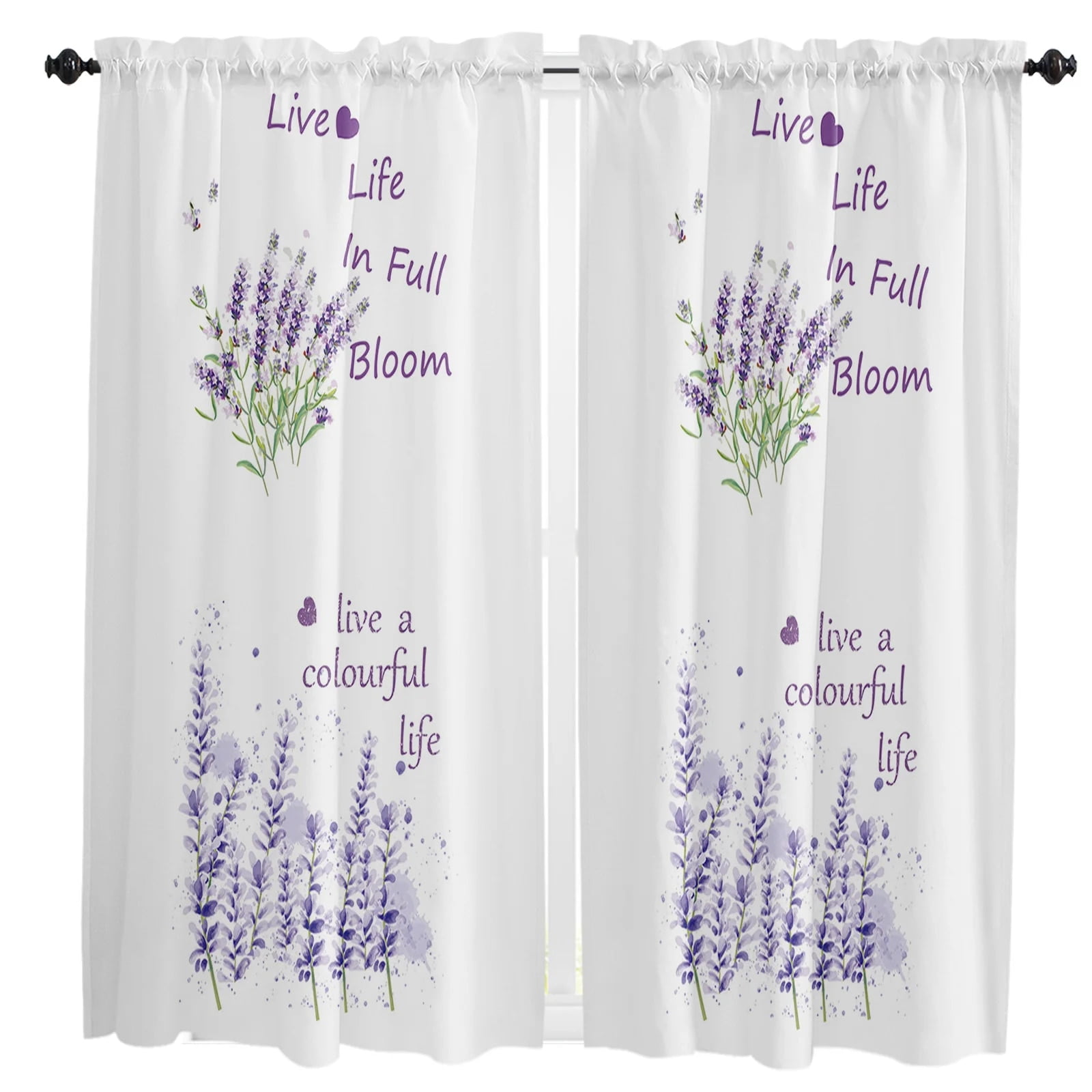 Lavender Plant Flowers Curtains For Living Room Bedroom Window ...