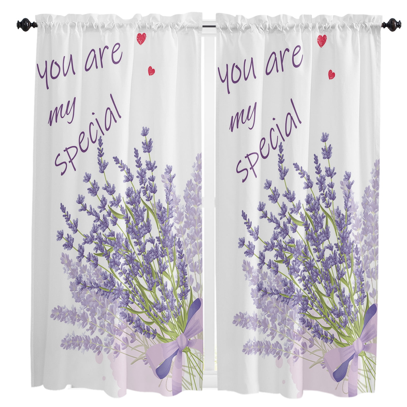 Watercolor Purple Flower Lavender White Curtains in the Bedroom Living ...