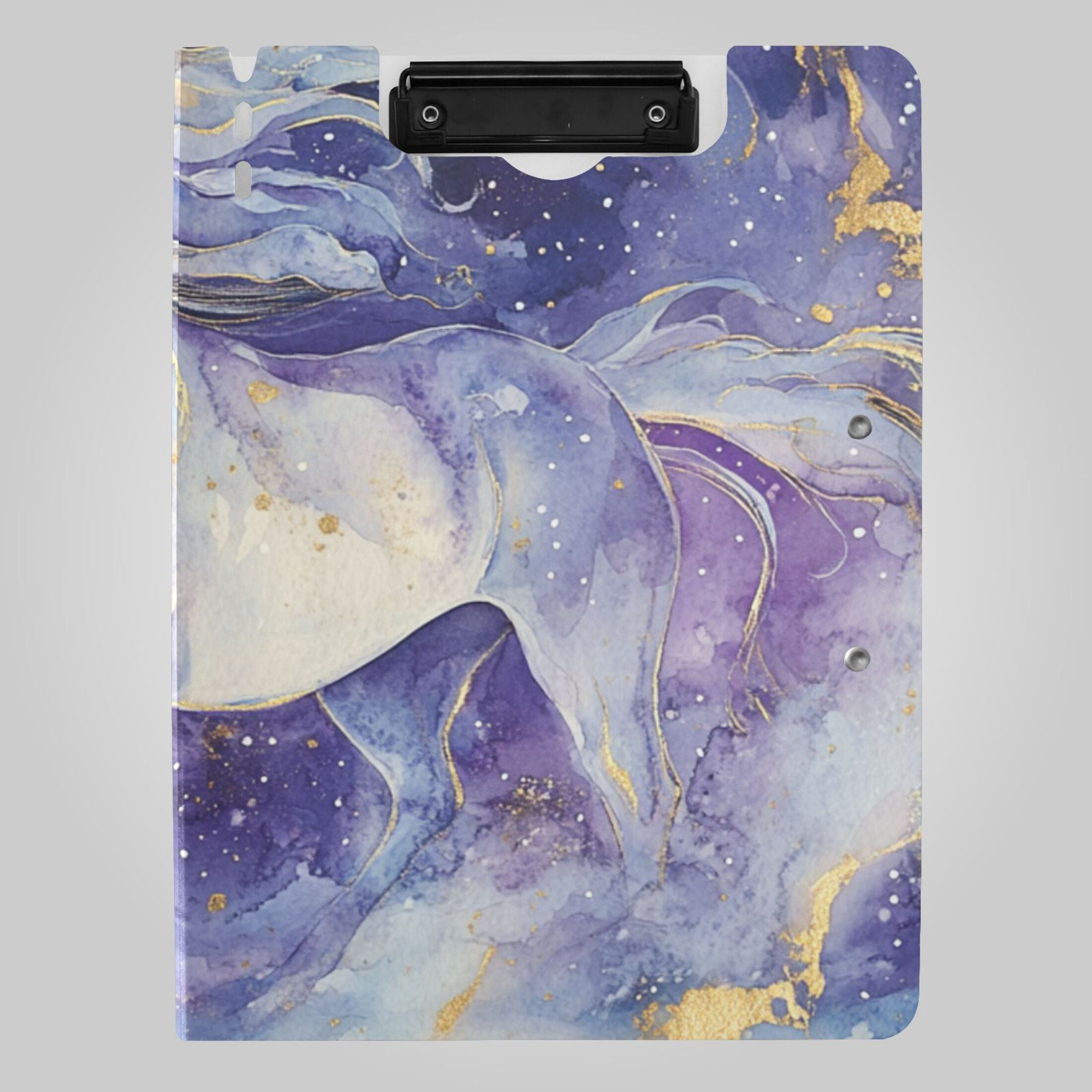 Watercolor Purple Horse Running Foldable Binder Folder Clipboard with ...