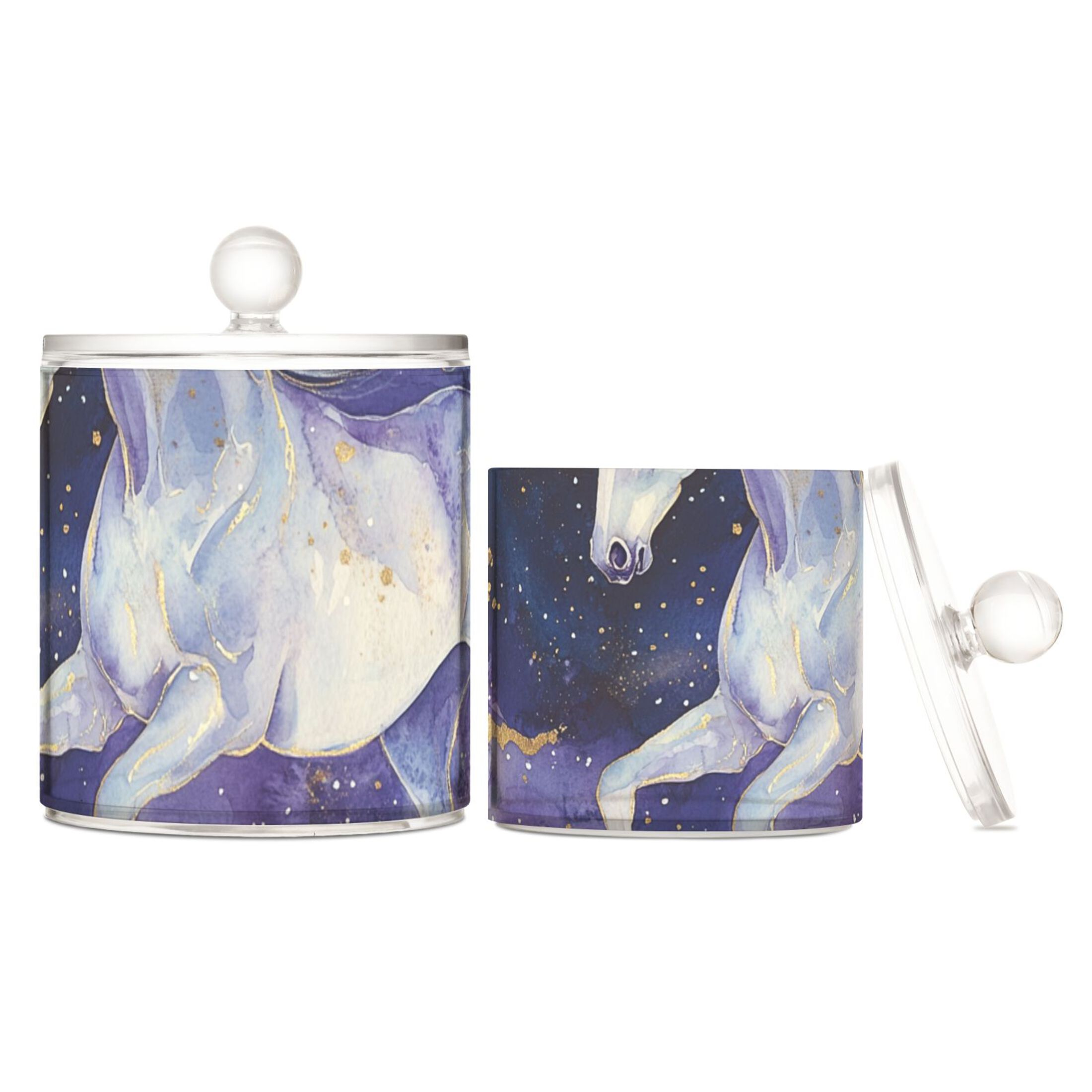 Watercolor Purple Horse Running Translucent Plastic Cans Storage ...