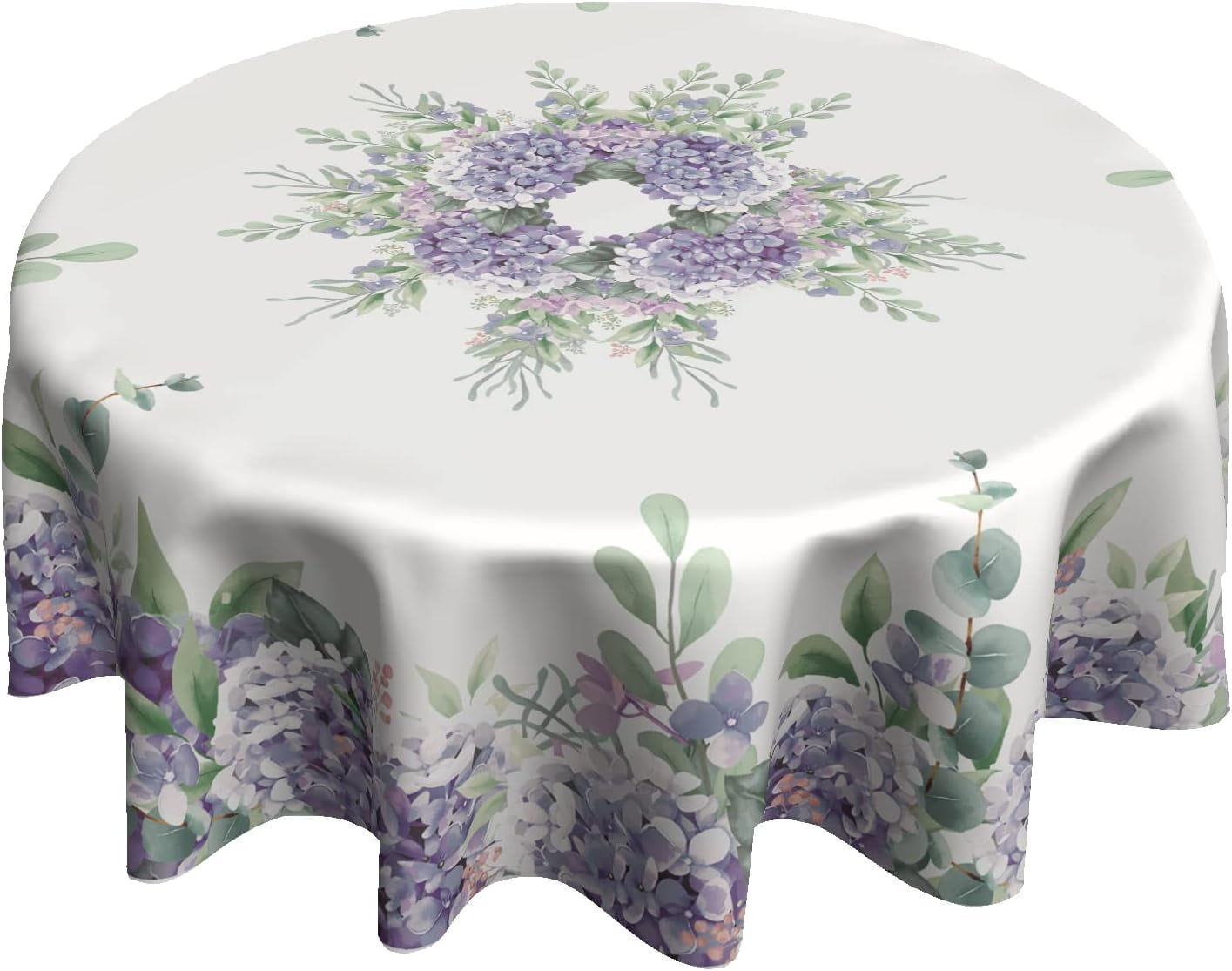 Watercolor Purple Hydrangea Round Tablecloth 60 Inch Spring Summer ...
