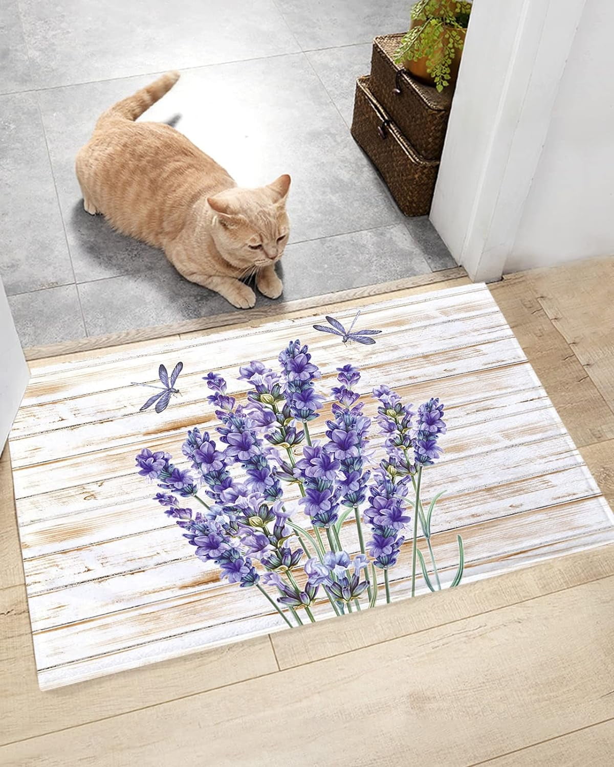 Watercolor Purple Lavender Dragonfly Ultra Soft Bathroom Rug, Shag ...
