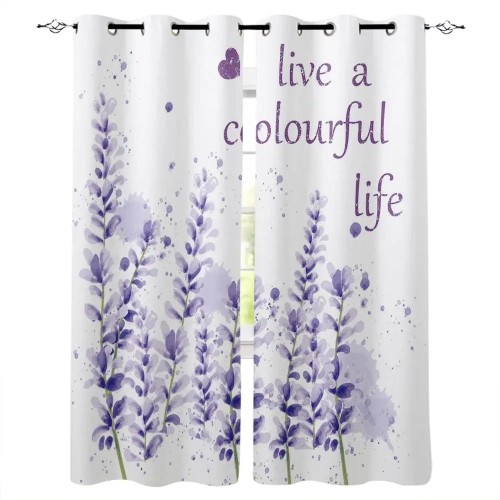 Watercolor Purple Lavender Luxury Home Curtains Home Supplies Living ...