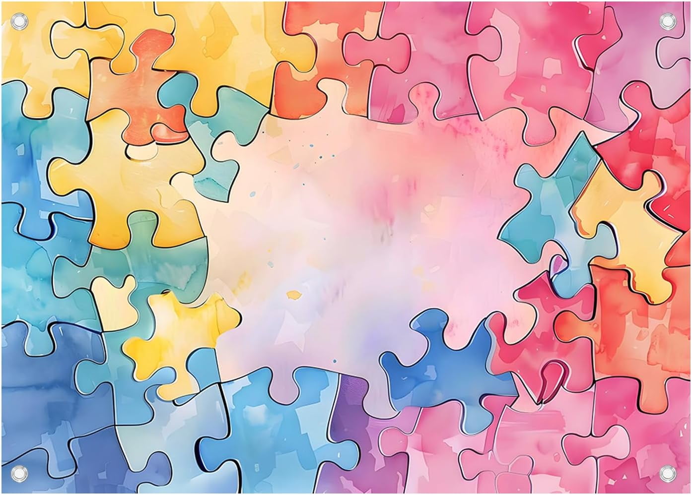 Watercolor Puzzle Pattern Backdrop Birthday Party Baby Shower ...