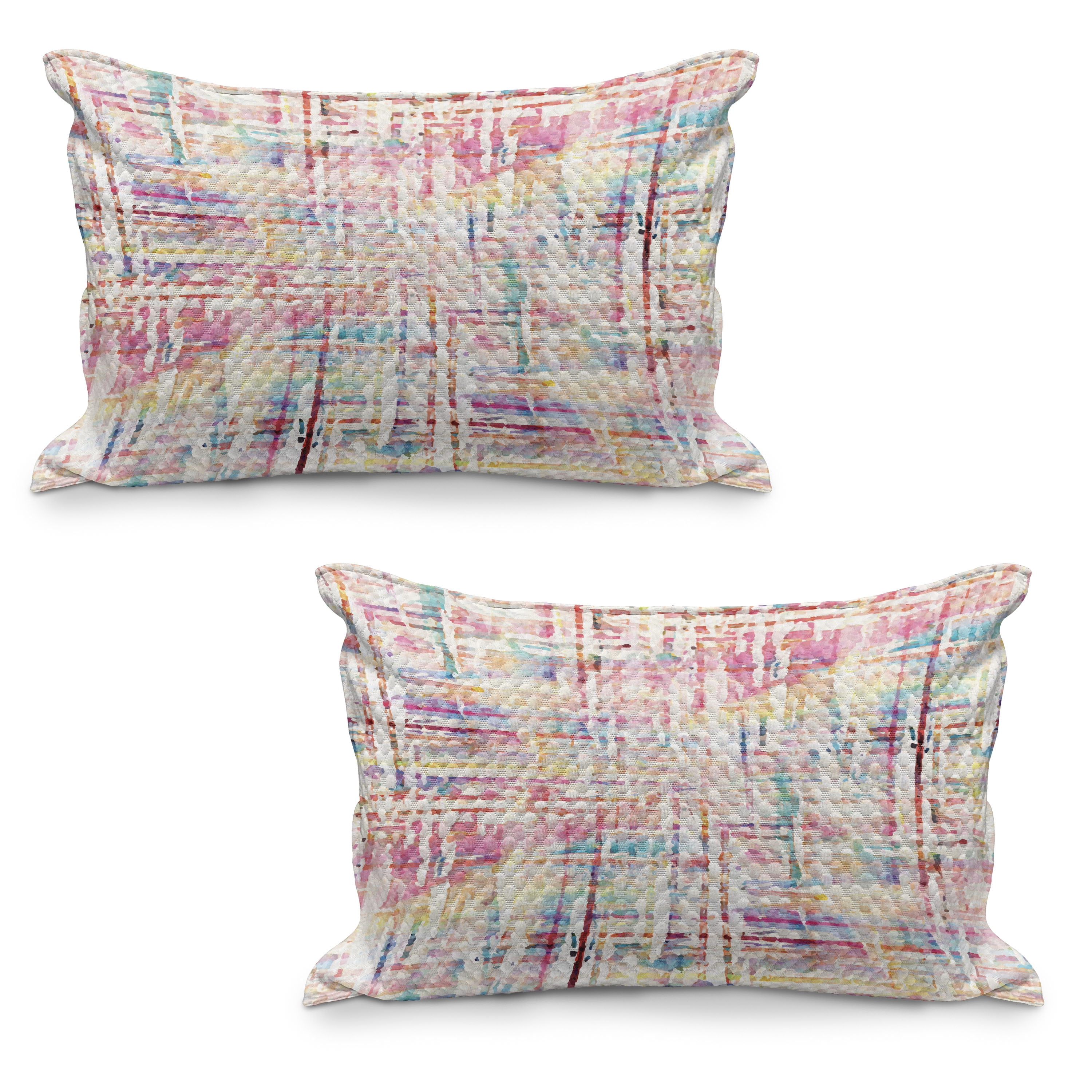 Watercolor Quilted Pillowcover Set of 2, Cool Abstract Scattered Colors ...