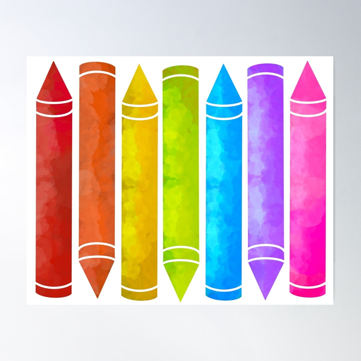 Watercolor Rainbow Crayon Art Teacher Poster Wall Art, Modern Wall ...
