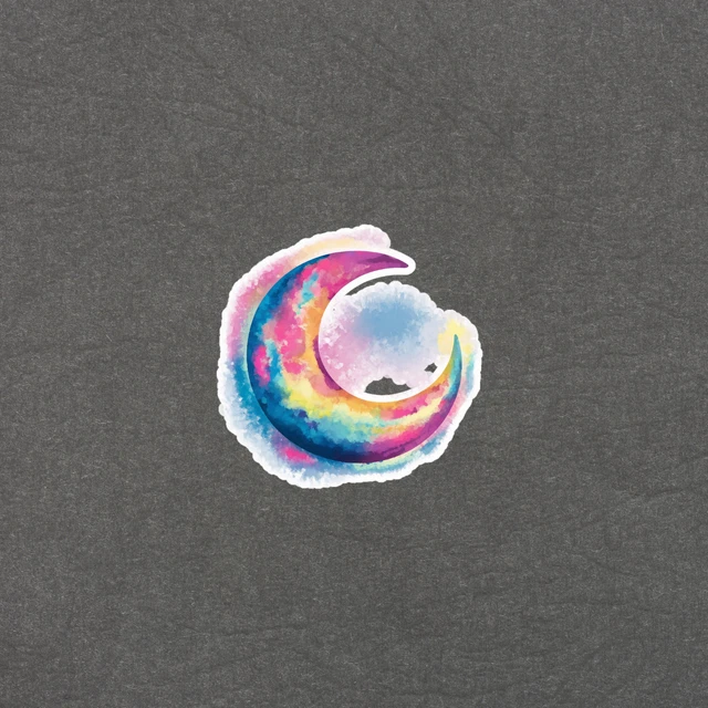 Watercolor Rainbow Crescent Moon Sticker - Colorful Celestial ...